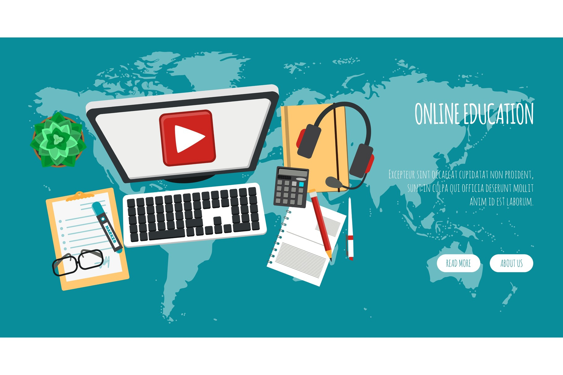Distance education banner. Online, an Education Illustration by ...