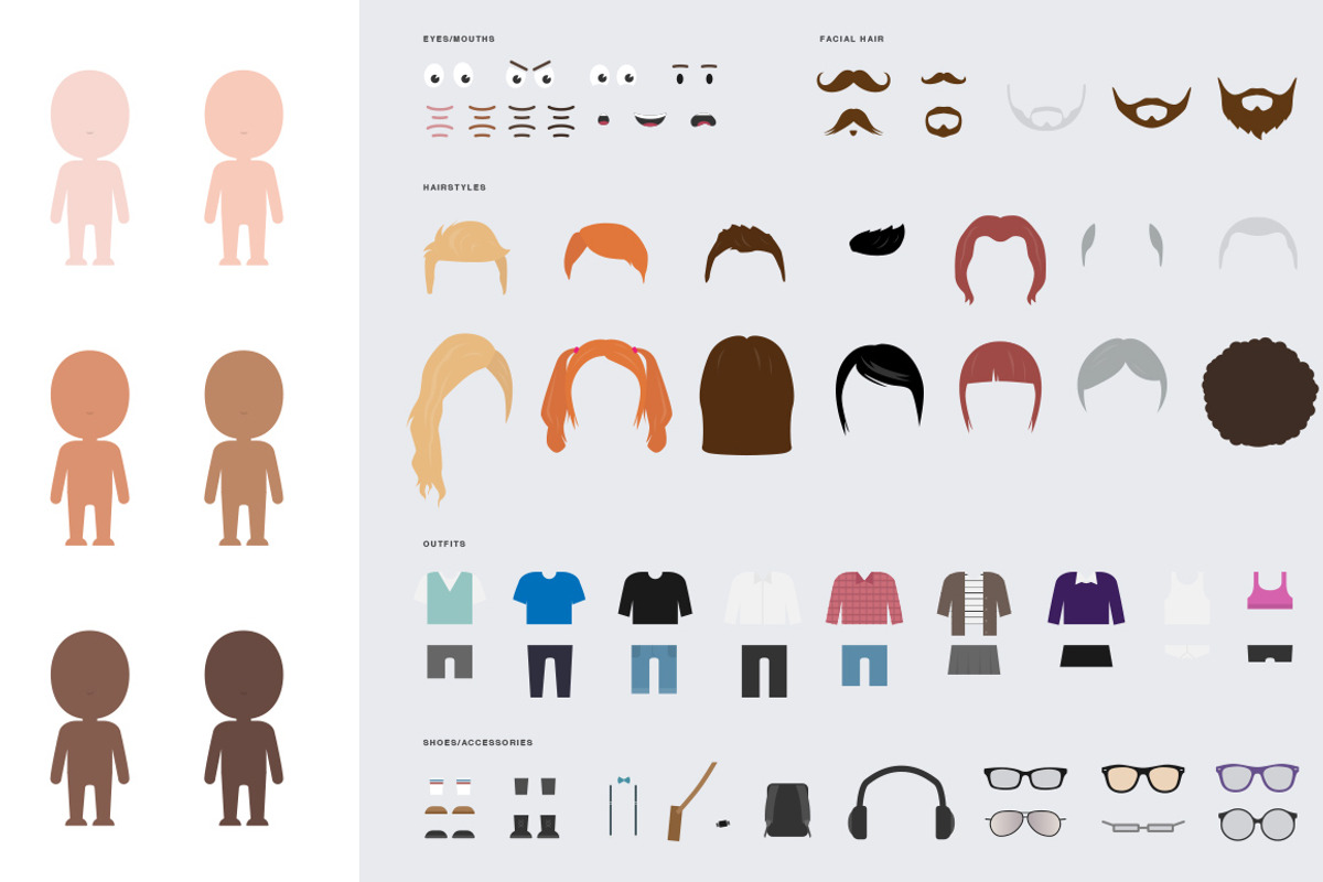 Vector Character Creation Kit, a Person Illustration by Medialoot