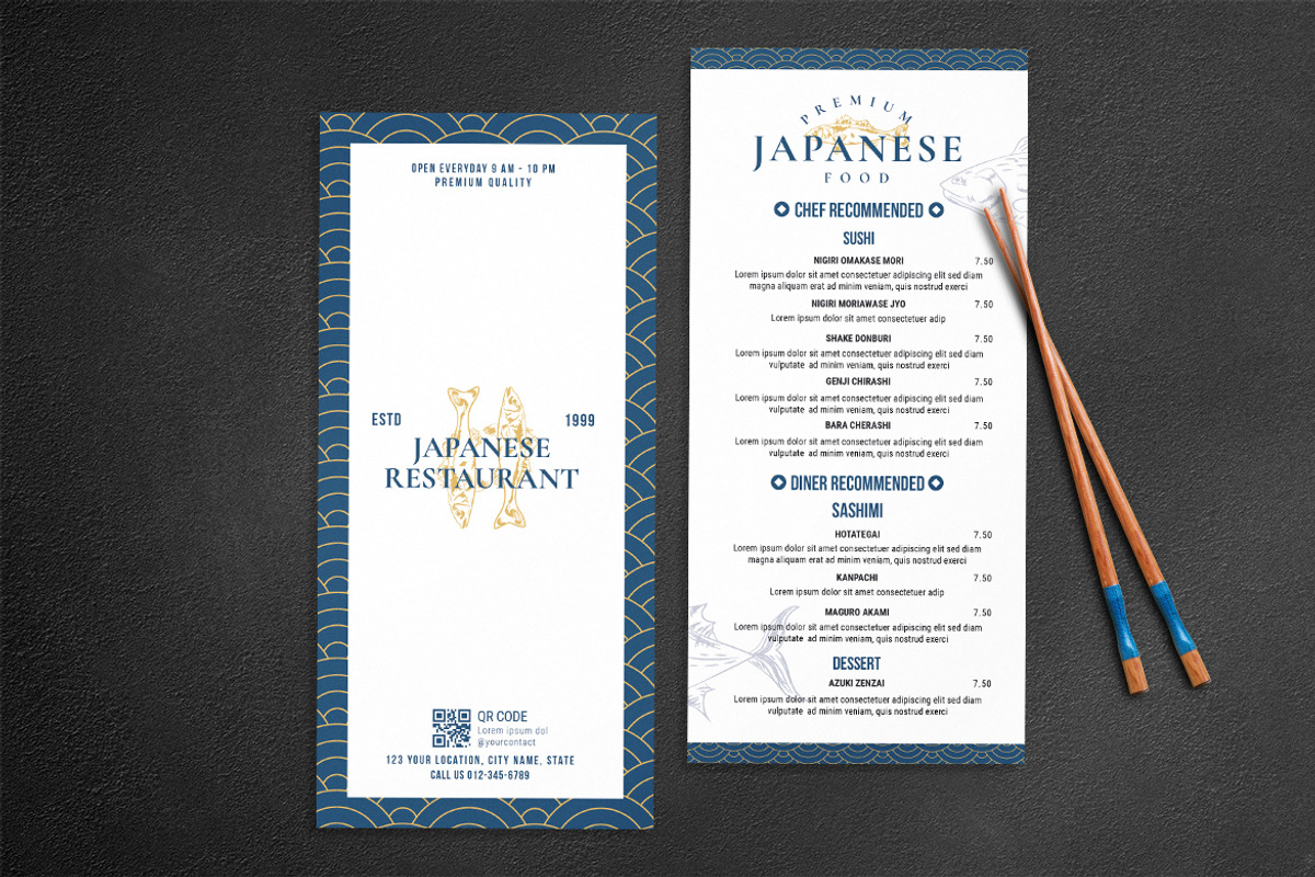 Japanese Restaurant Menu Template, a Flyer Template by BrandPacks
