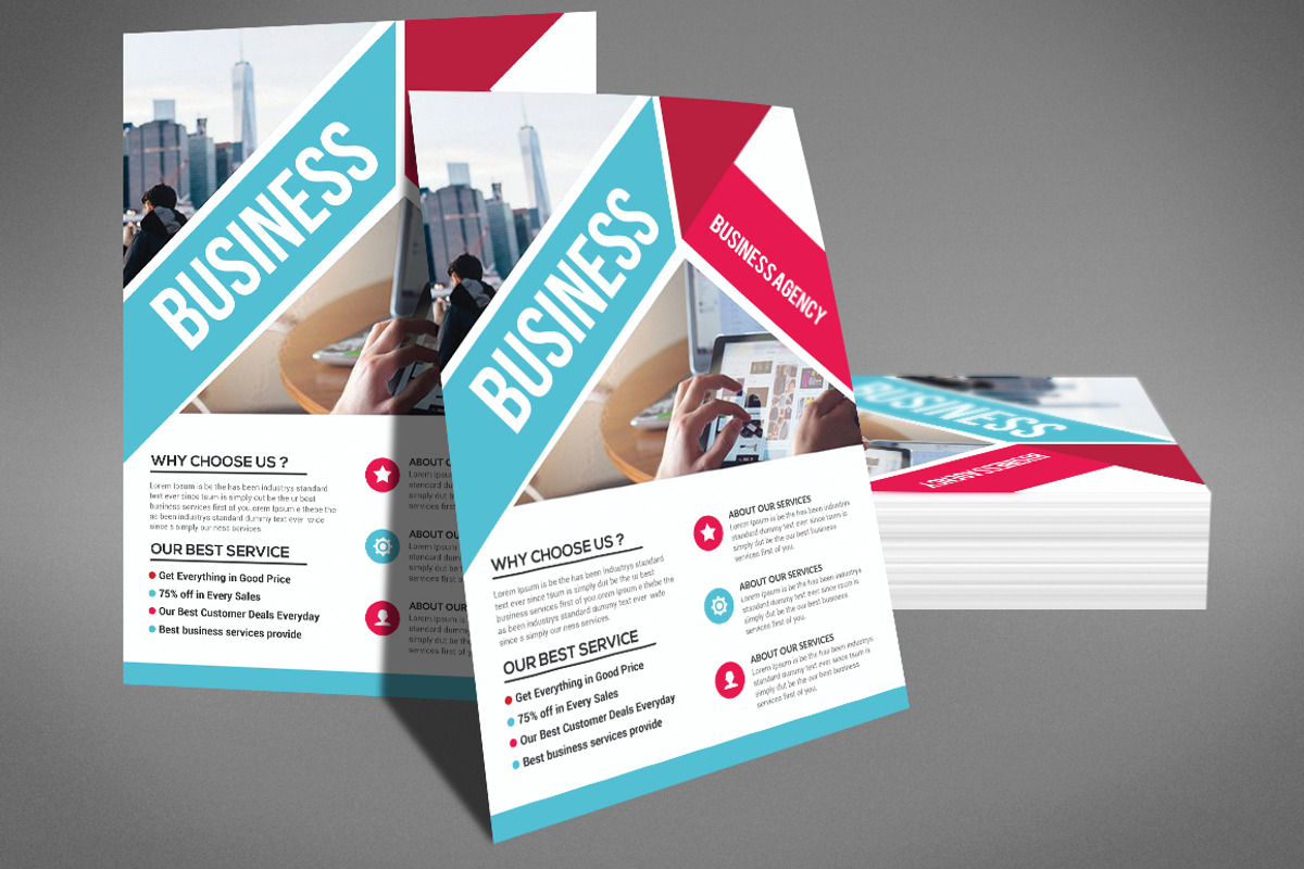 Material Style Business Flyer, a Flyer Template by graphicforest