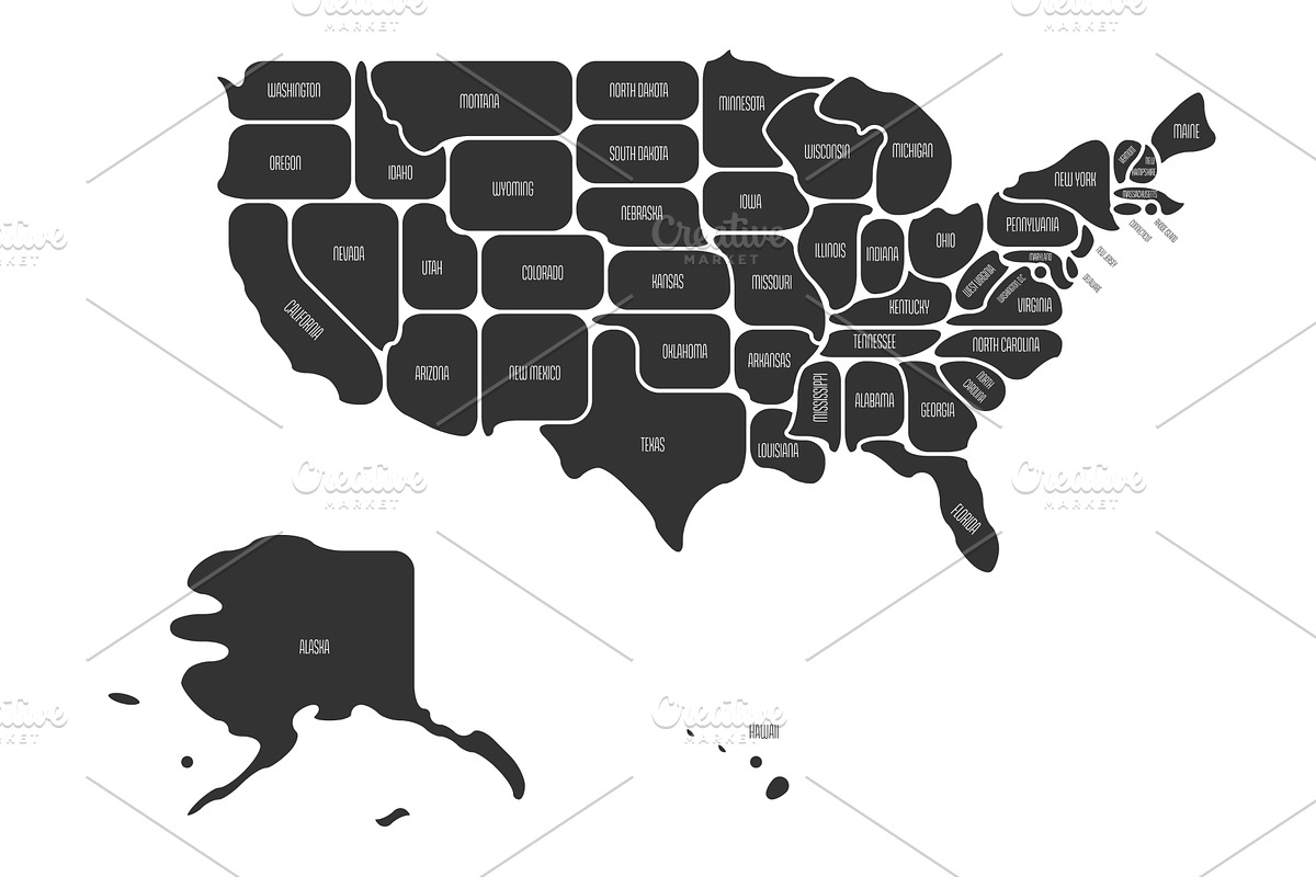 Generalized smooth map of USA, an Illustration by pytyczech | Creative ...
