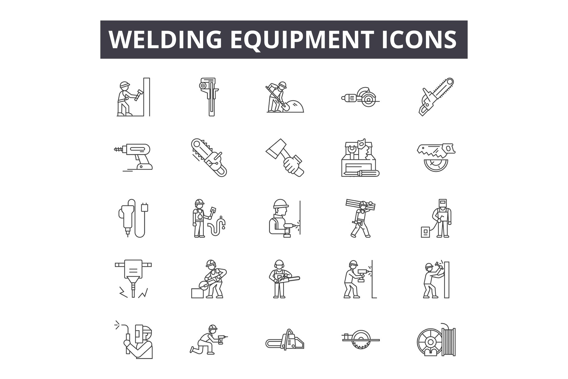 Welding equipment line icons, signs, a Healthcare Illustration by urban ...