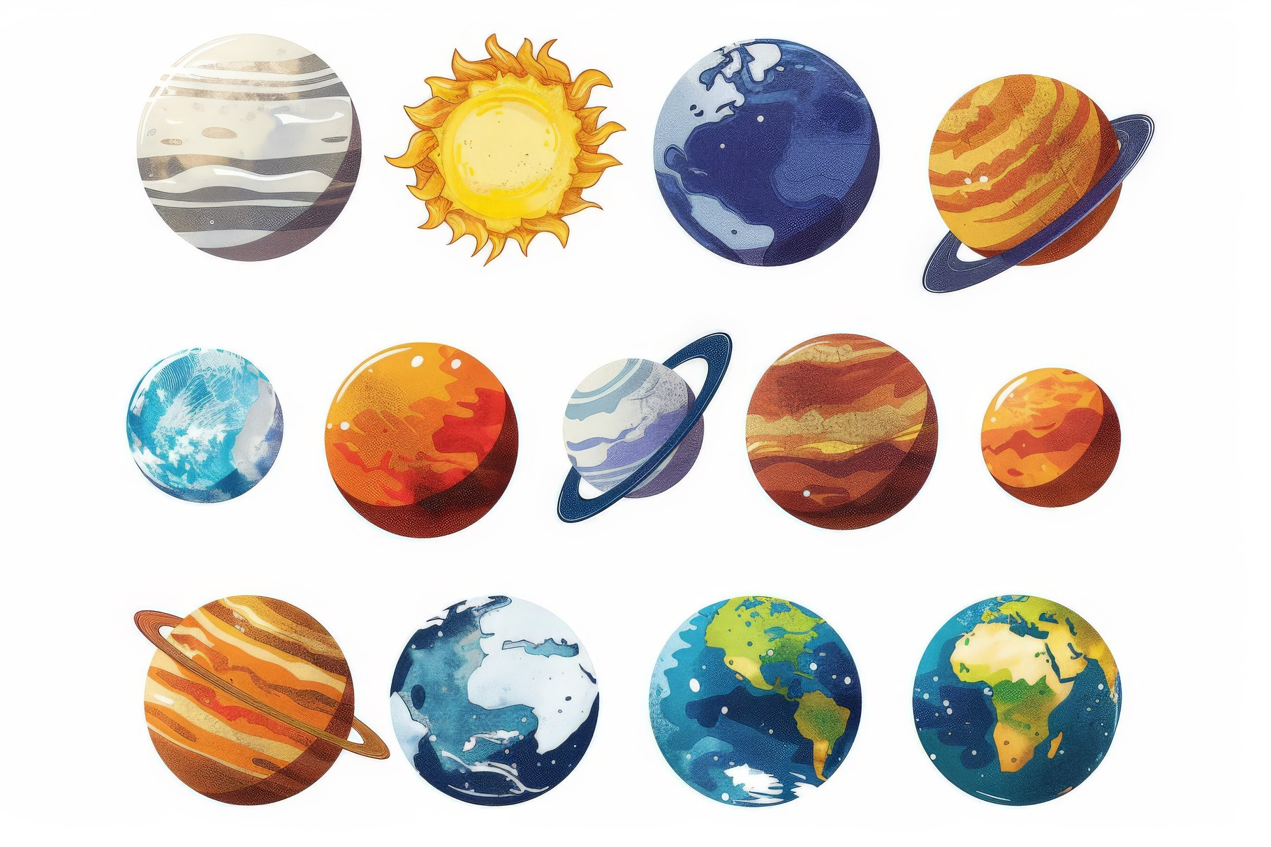 Solar System planets, Moon, Sun and, a Background Photo by Pixeness Studio