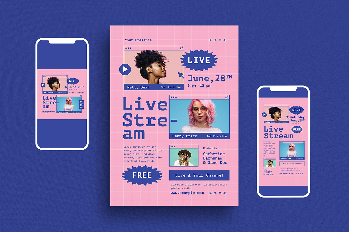 Live Stream Event Flyer Set, a Flyer Template by Guuver