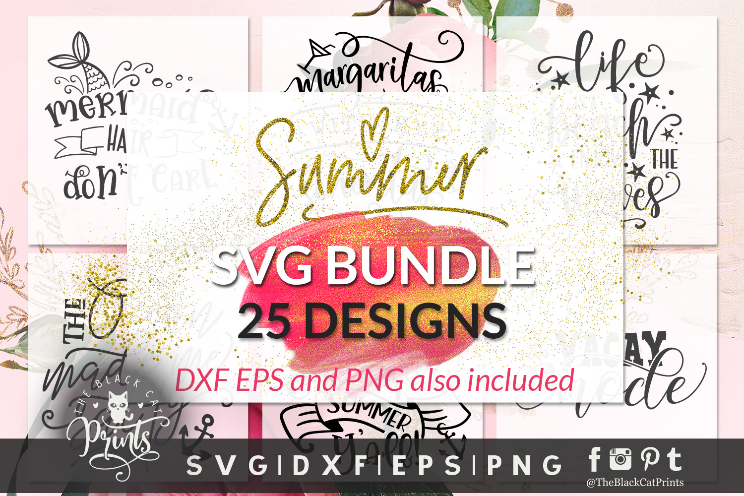 Summer Bundle SVG DXF PNG EPS, an Illustration by TheBlackCatPrints