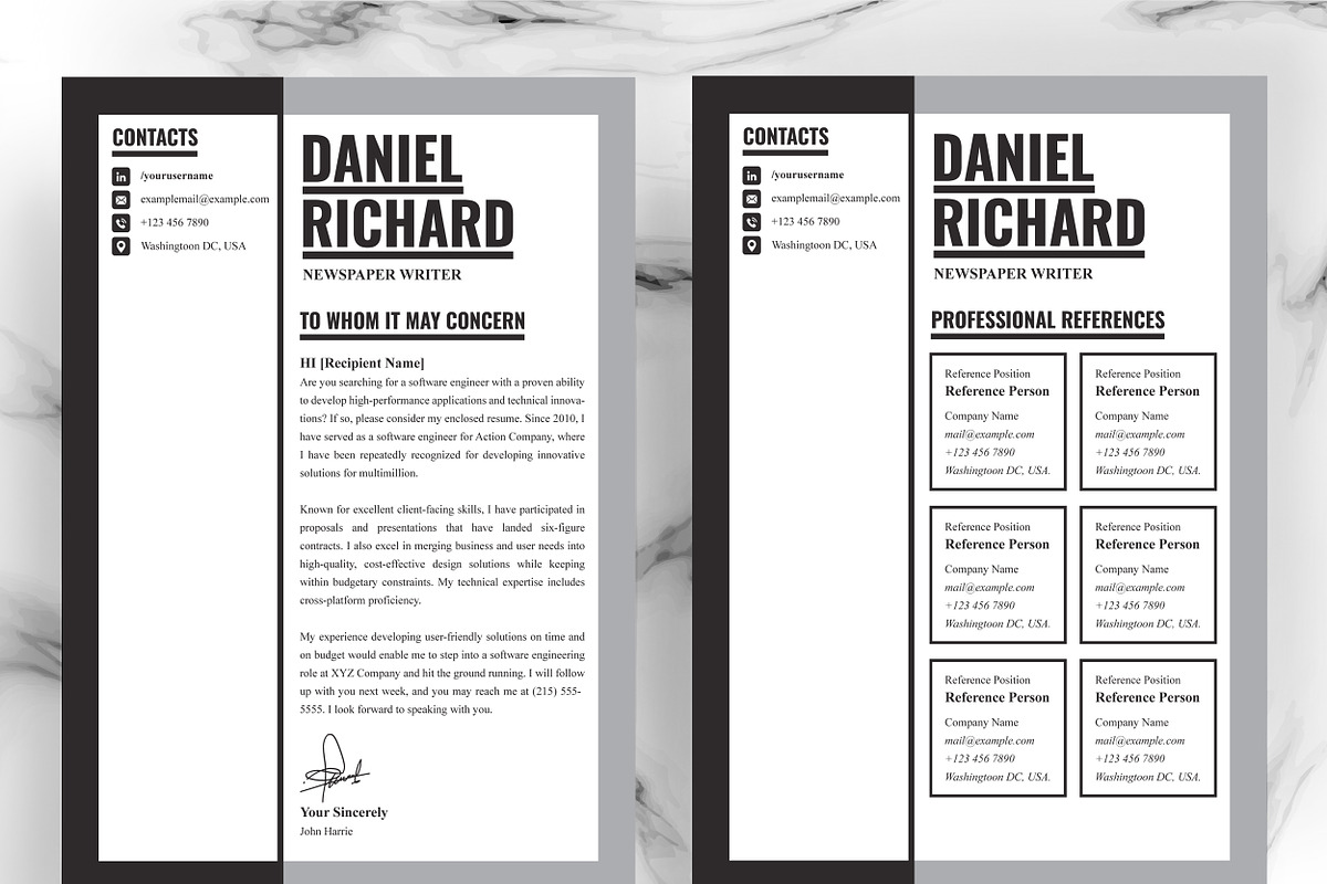 Journalist Bold/Black CV Template