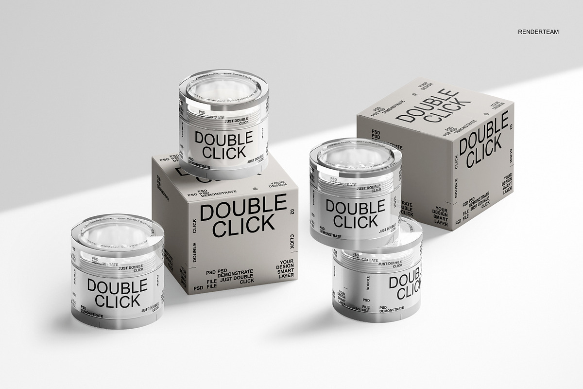 Cosmetic Jar and Box 6 PSD Mockups