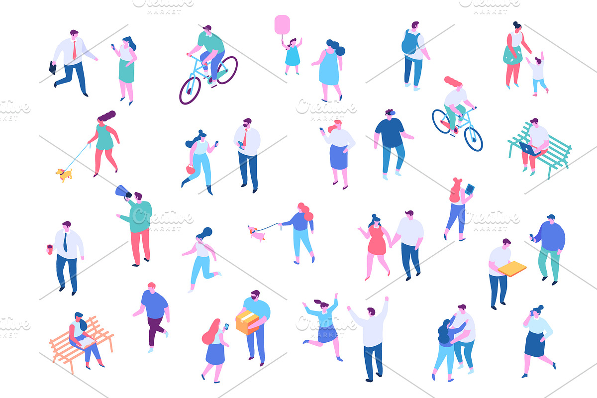 Isometric cartoon people vector set, a Person Illustration by Vector_Art