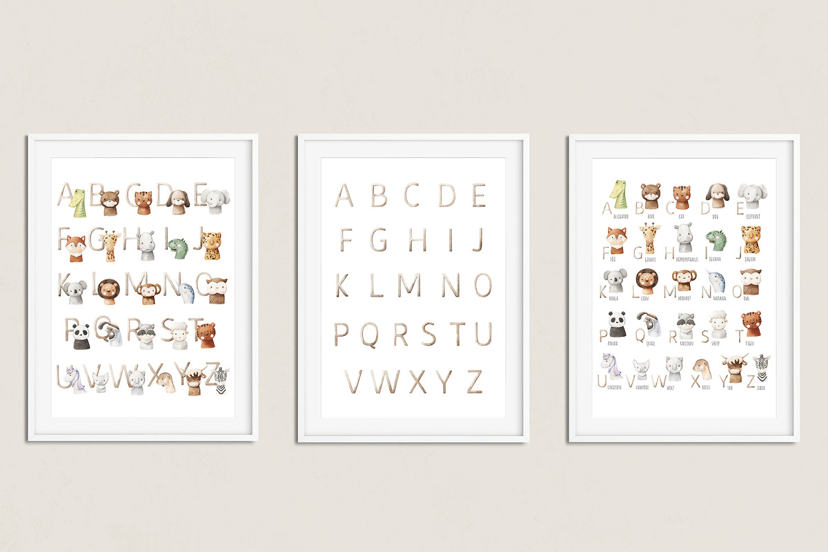 Watercolor Animal Alphabet, an Animal Illustration by Alesya Pytskaya