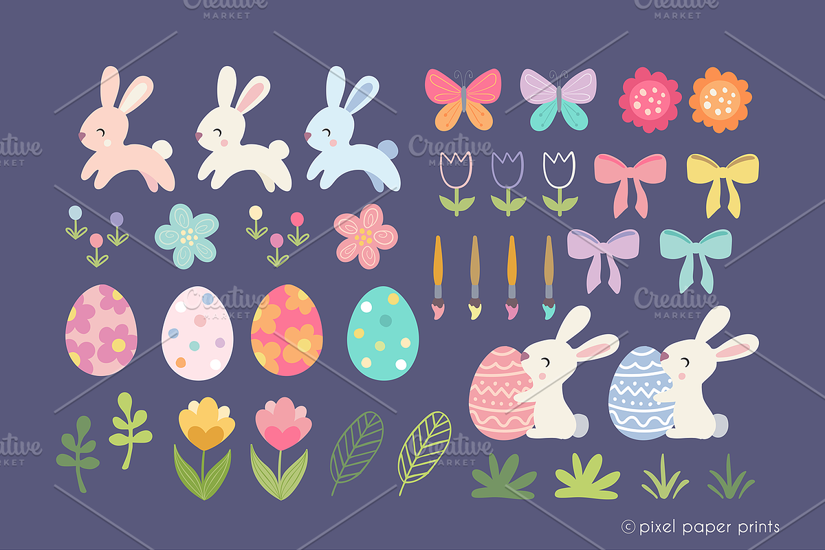 Cute Little Easter Clipart, an Object Graphic by PixelPaperPrints