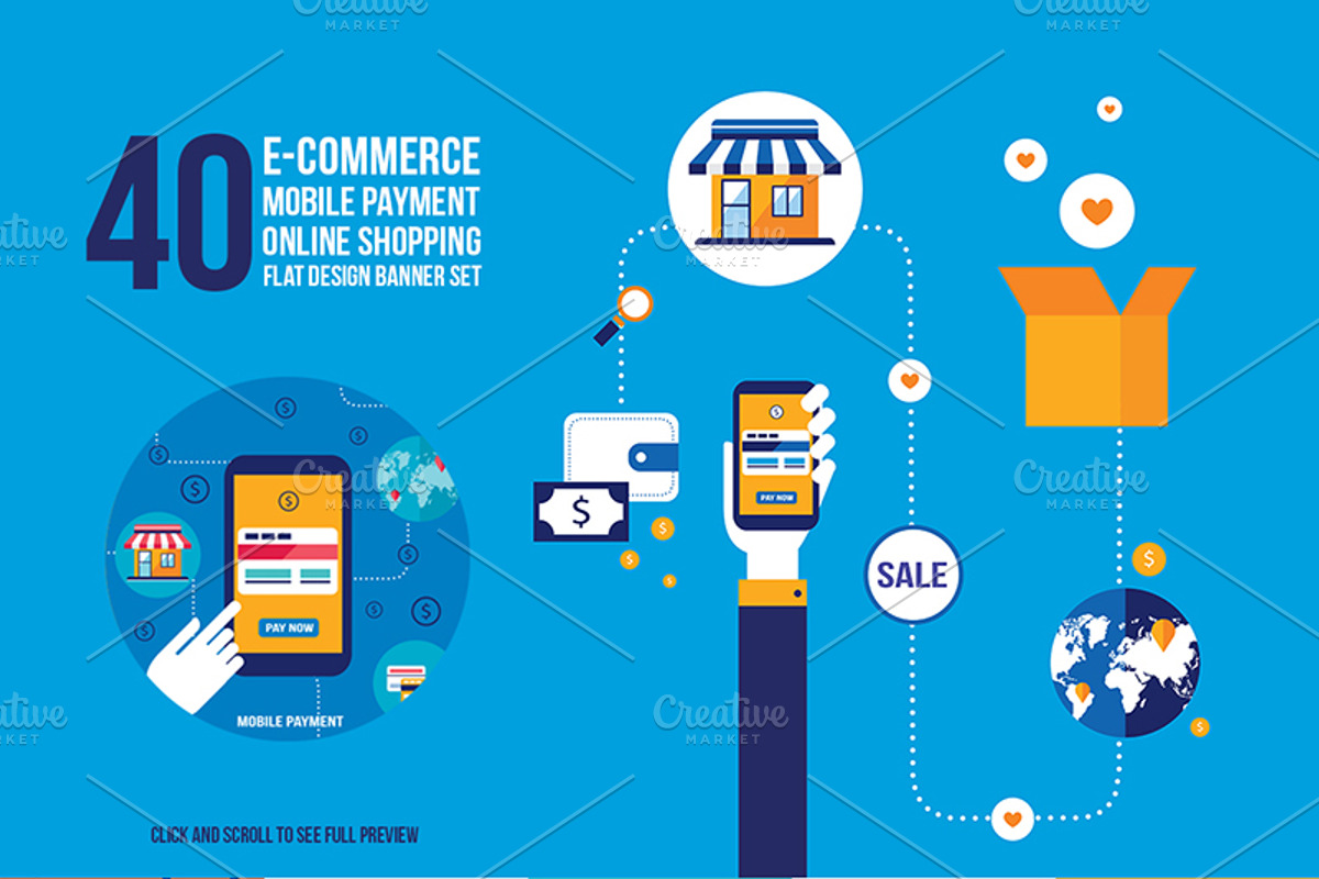 40 shopping infographic banner set, a Work Illustration by Anttoniu
