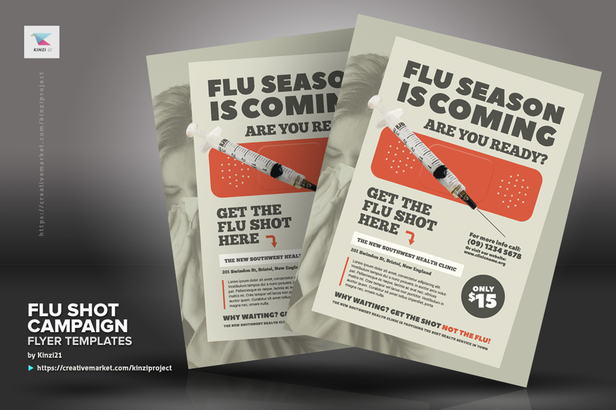 Flu Shot Campaign Flyer Templates, a Flyer Template by kinzi21