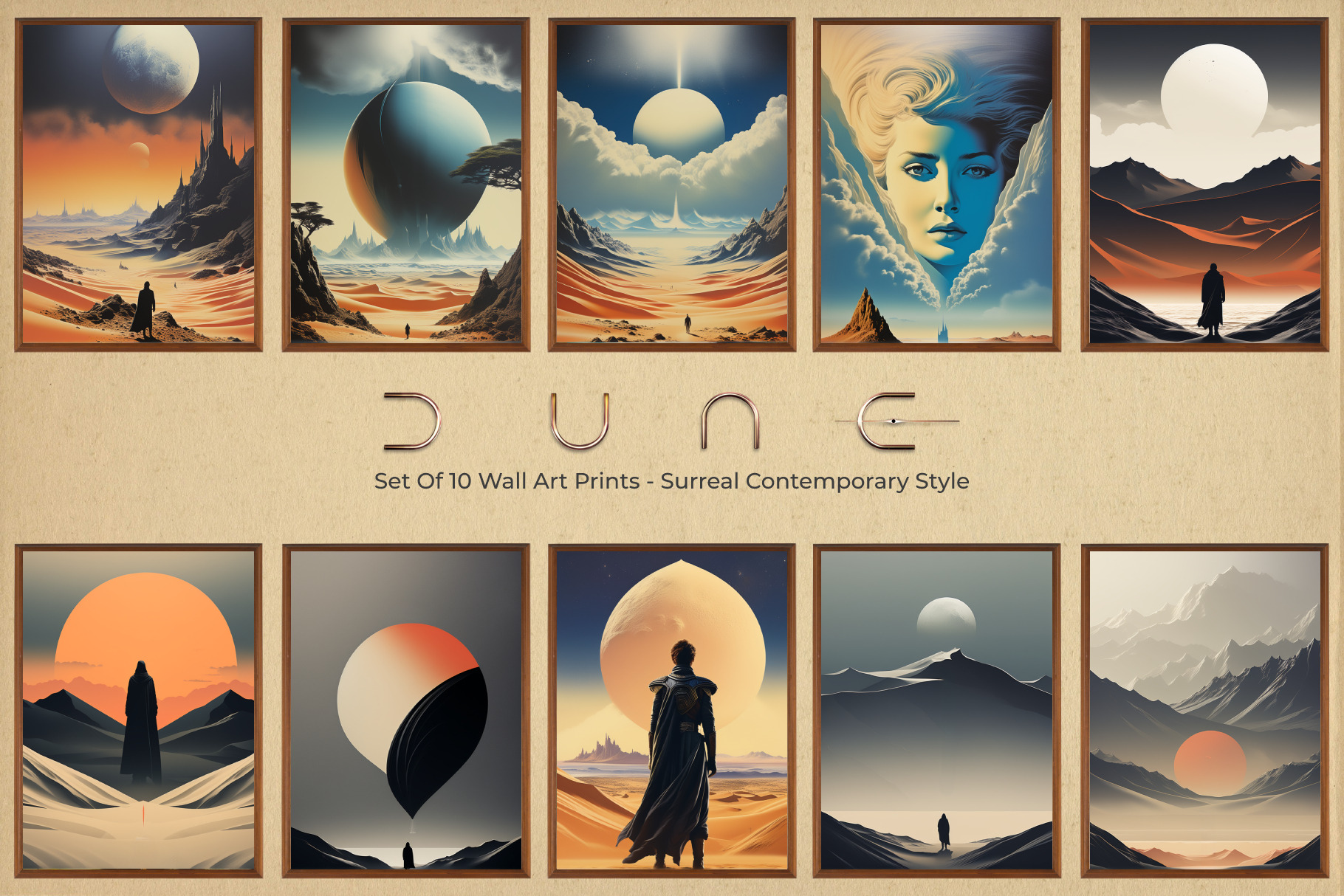 Set of 10 Surreal Dune Posters