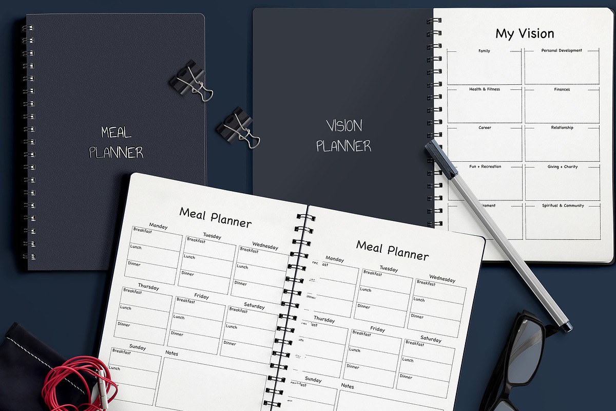 10 Printable Planner Notebook Layout, a Templates & Theme by Character