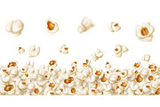 Popcorn seamless border. Realistic | Food Illustrations ~ Creative Market
