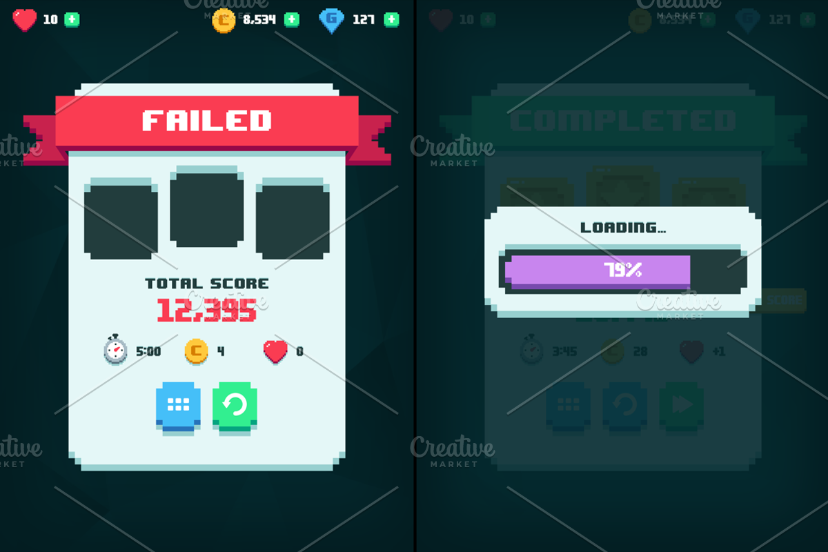 GUI for Low Poly Game, an Illustration by wowu