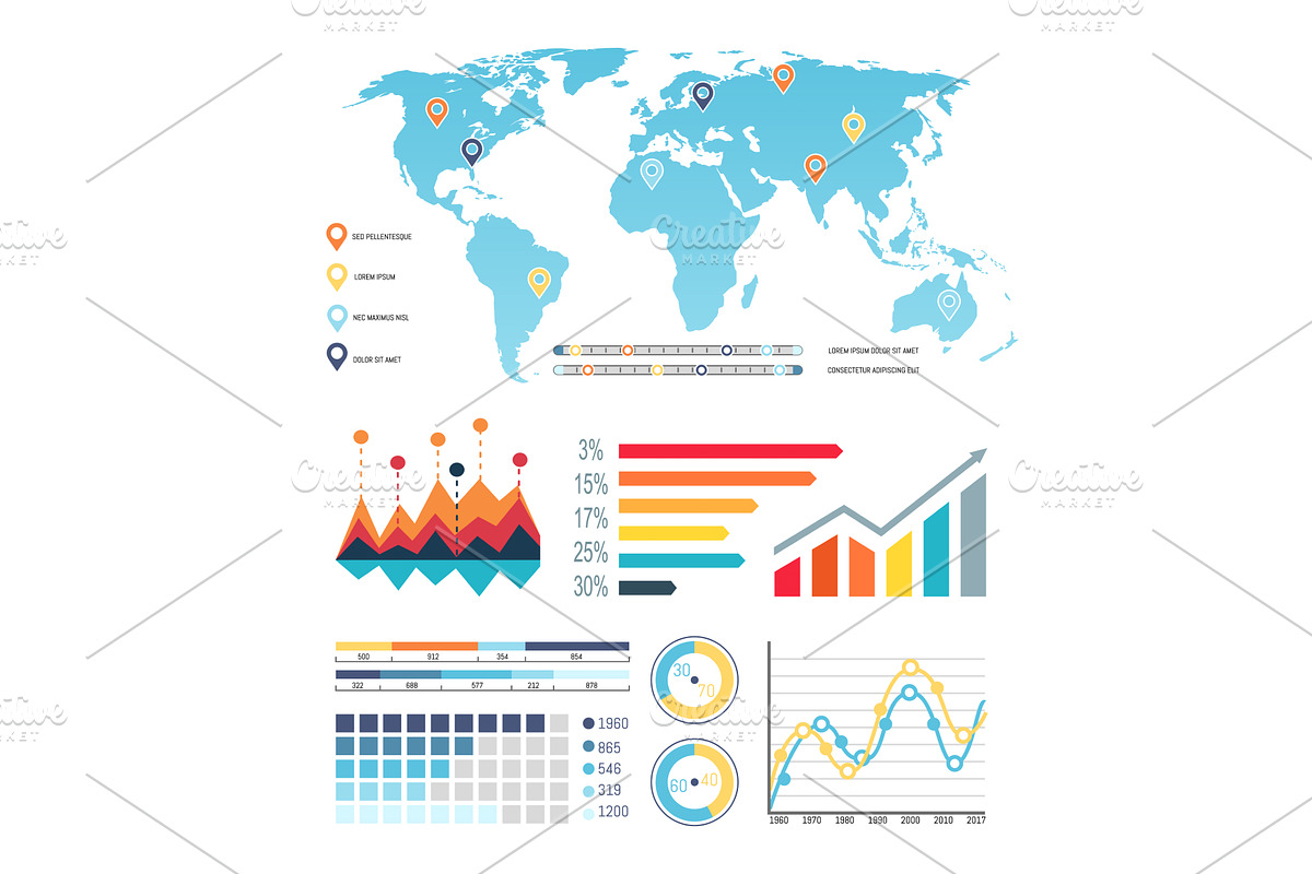 World Map with Diagrams, an Illustration by robuart