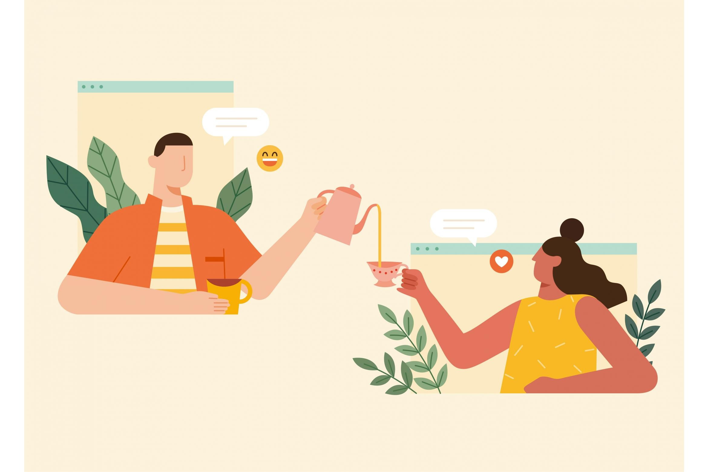 Online high tea party, a Person Illustration by TotallypicRF