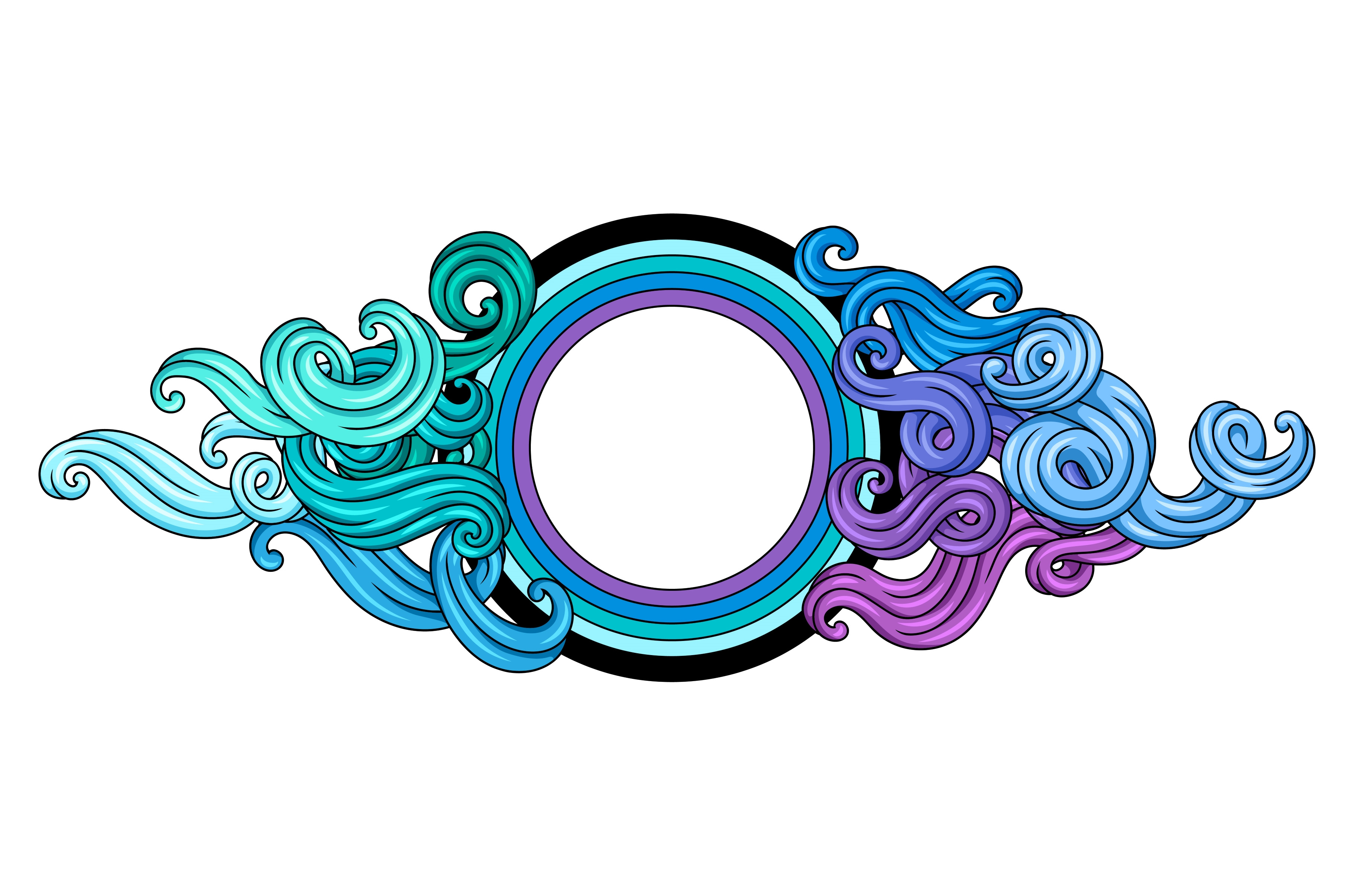 Frame with wave line curls. Color, a Decorative Illustration by incomible