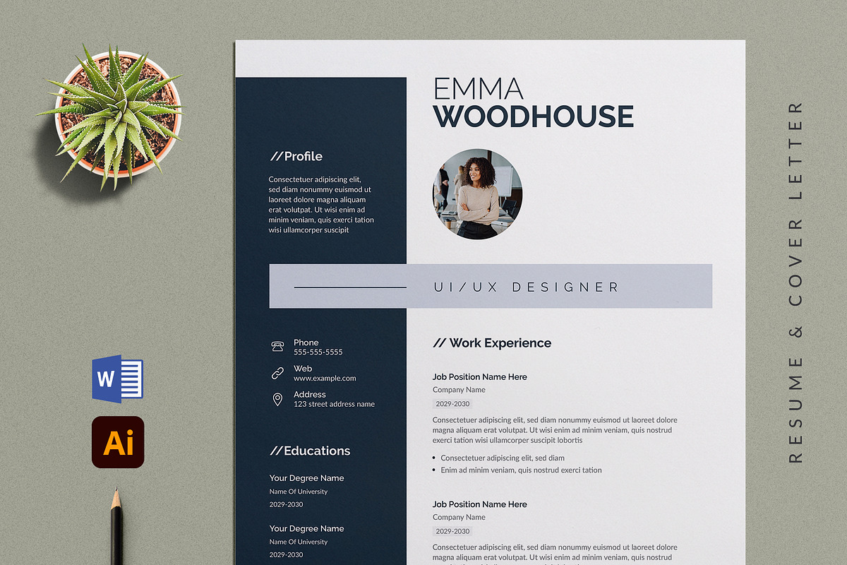 Clean Resume CV | Word, a Resume Template by Pixelpick
