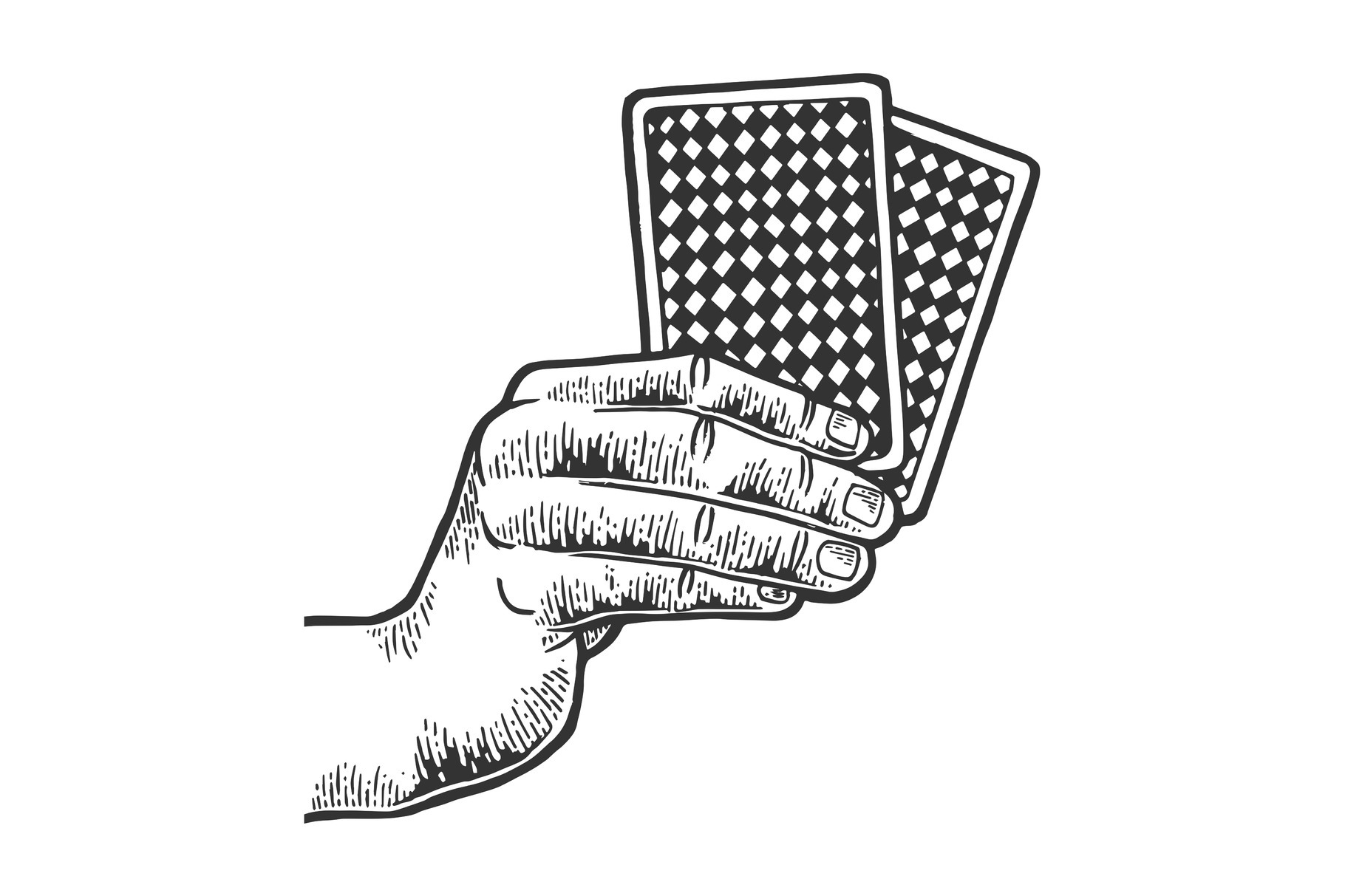 Hand with playing cards sketch | Object Illustrations ~ Creative Market