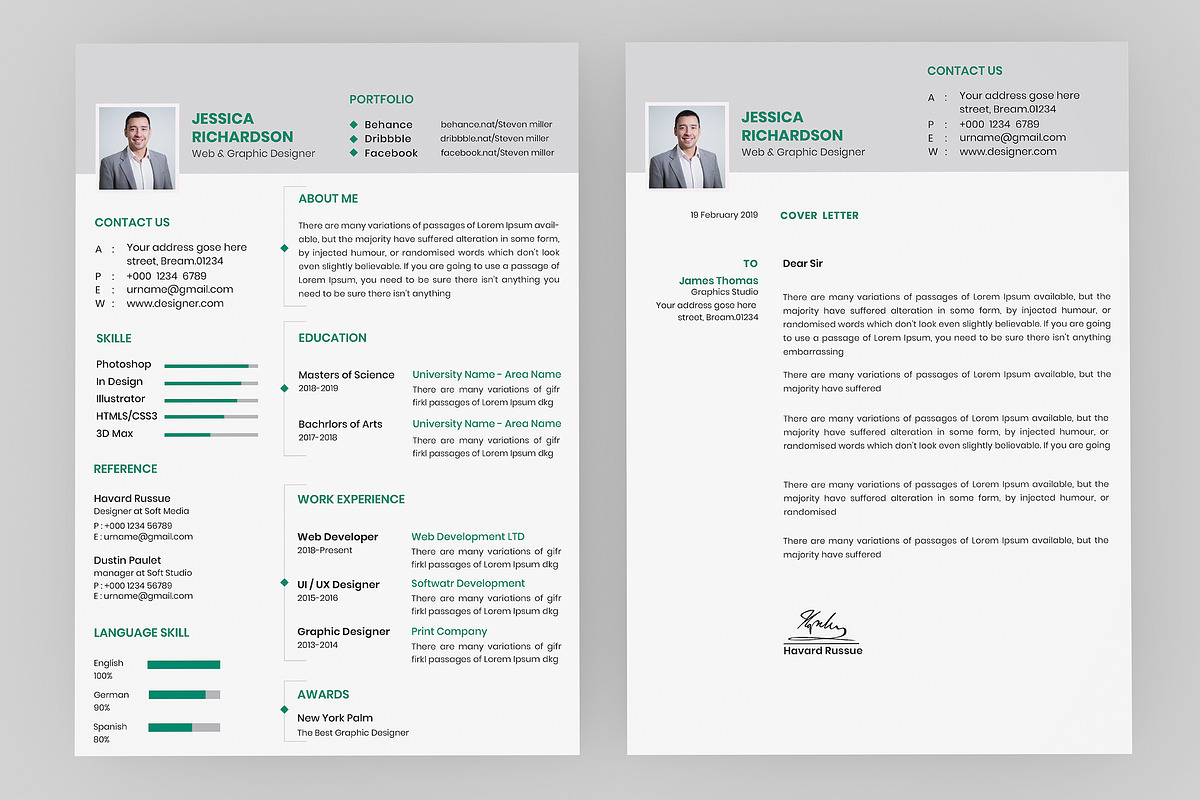 CV And Cover Letter, a Resume Template by UI_Expert