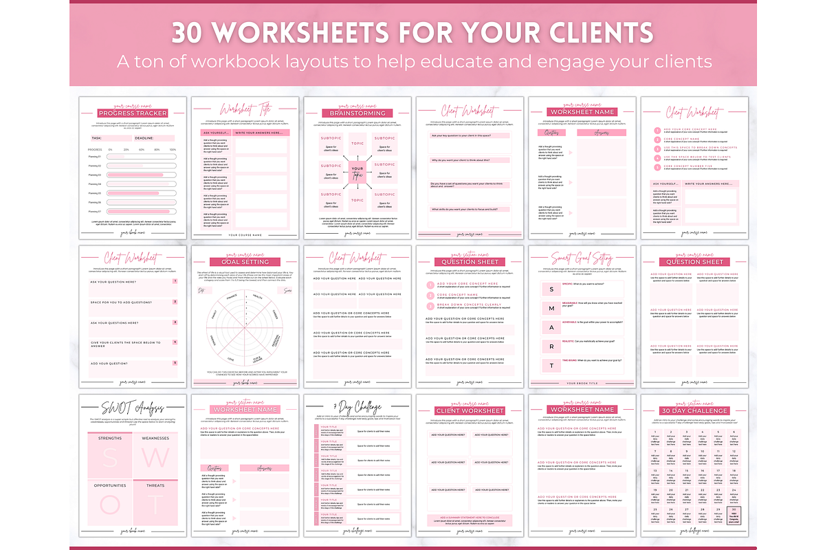 Worksheet Template BUNDLE for Workbook