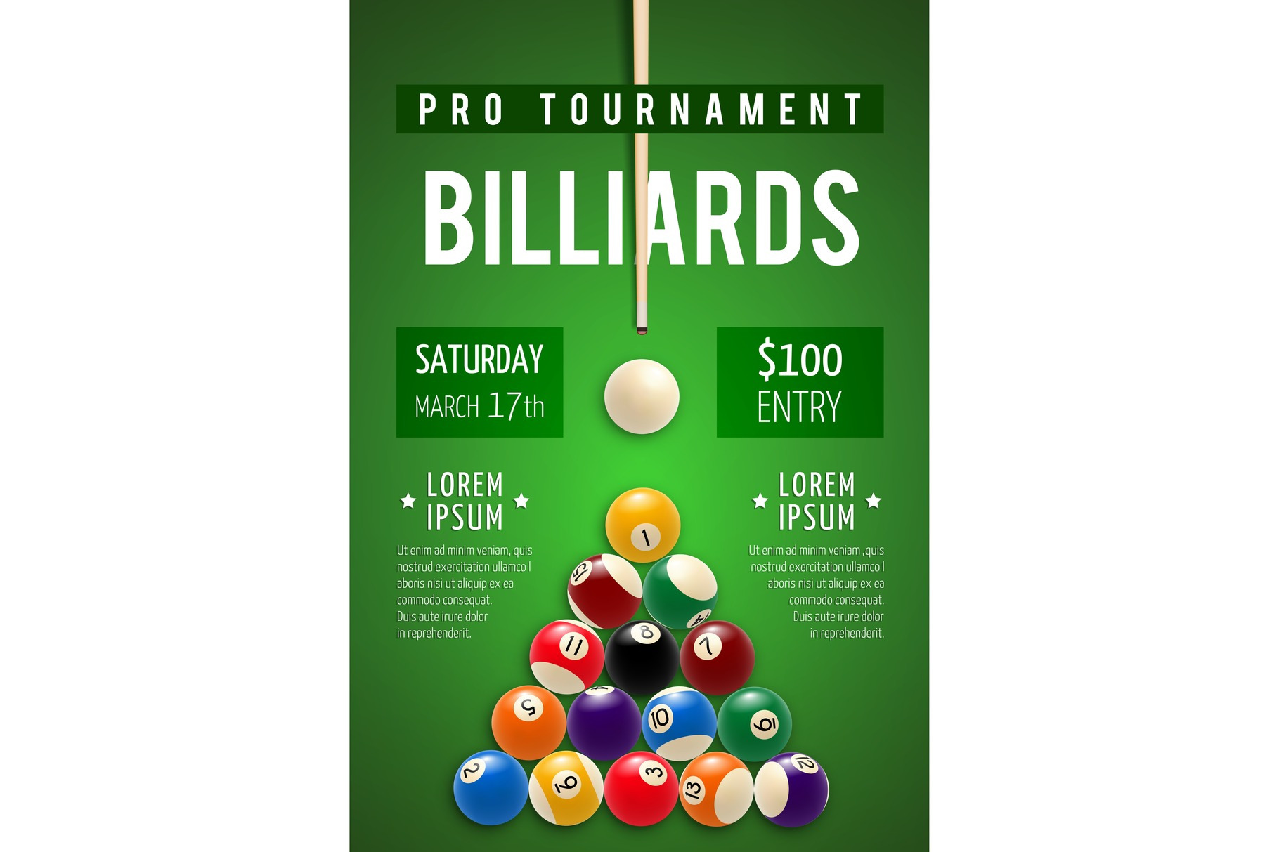 Billiard poster for snooker and pool sport game | Illustrations ...