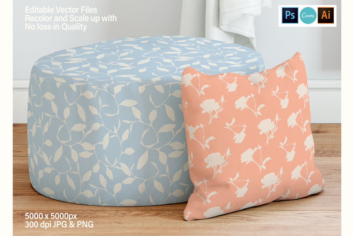 Spring Subtle Floral Vector Patterns, a Pattern Graphic by Katrinelly