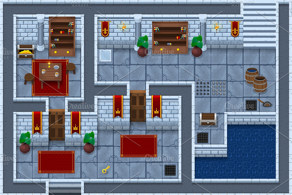 The Castle - Top Down Tileset, a Decorative Illustration by pzUH