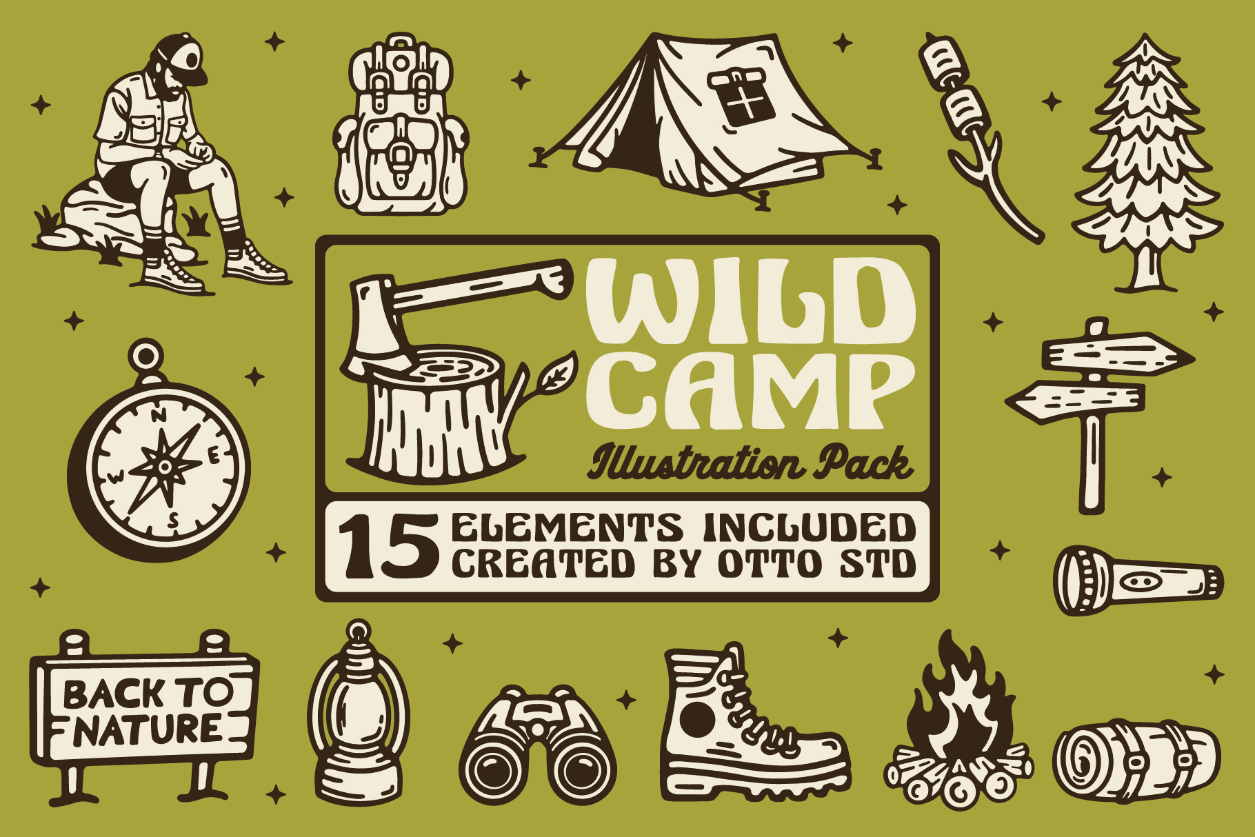 Vintage Wild Camp Illustration | Object Illustrations ~ Creative Market