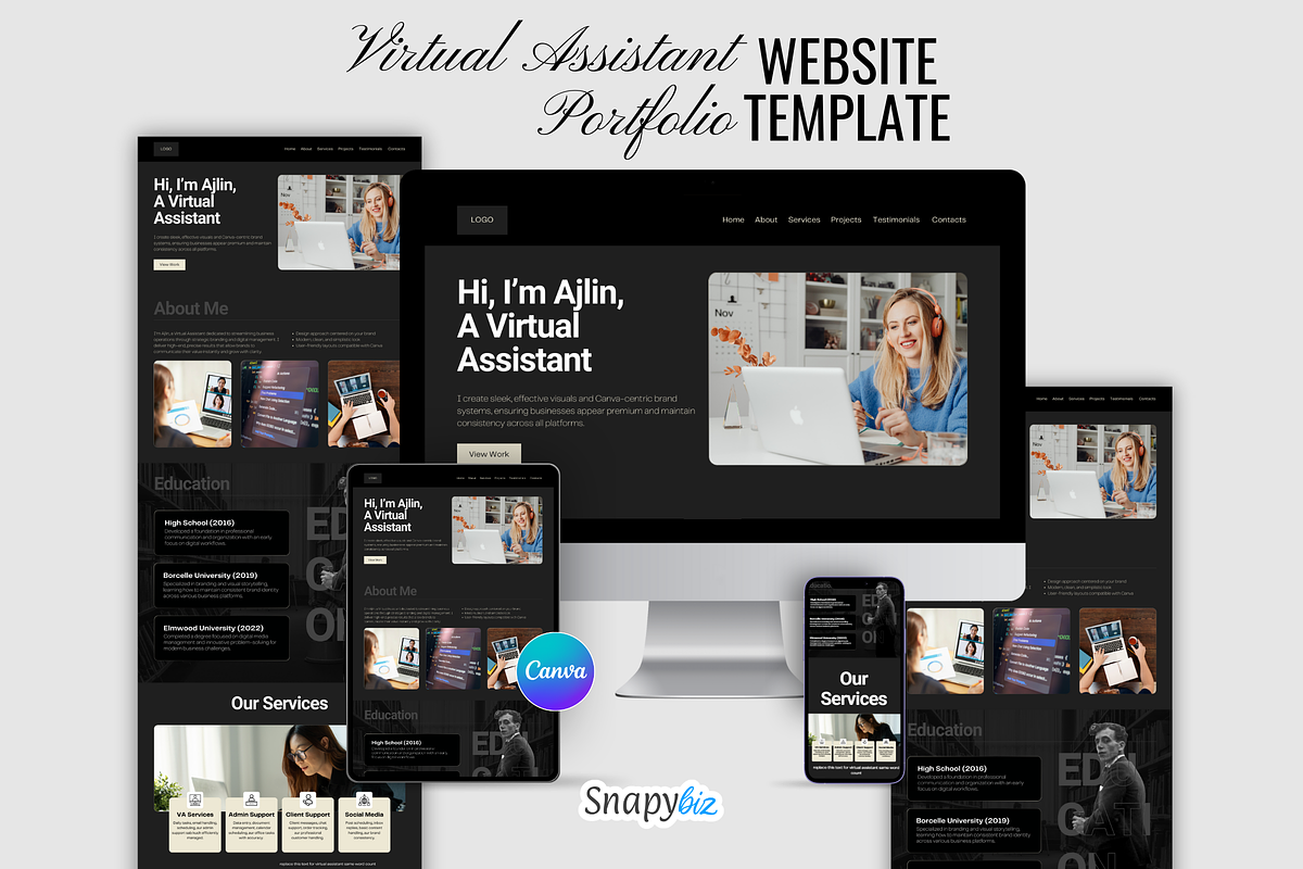 Virtual Assistant Portfolio Website, a Social Media Template by Snapybiz