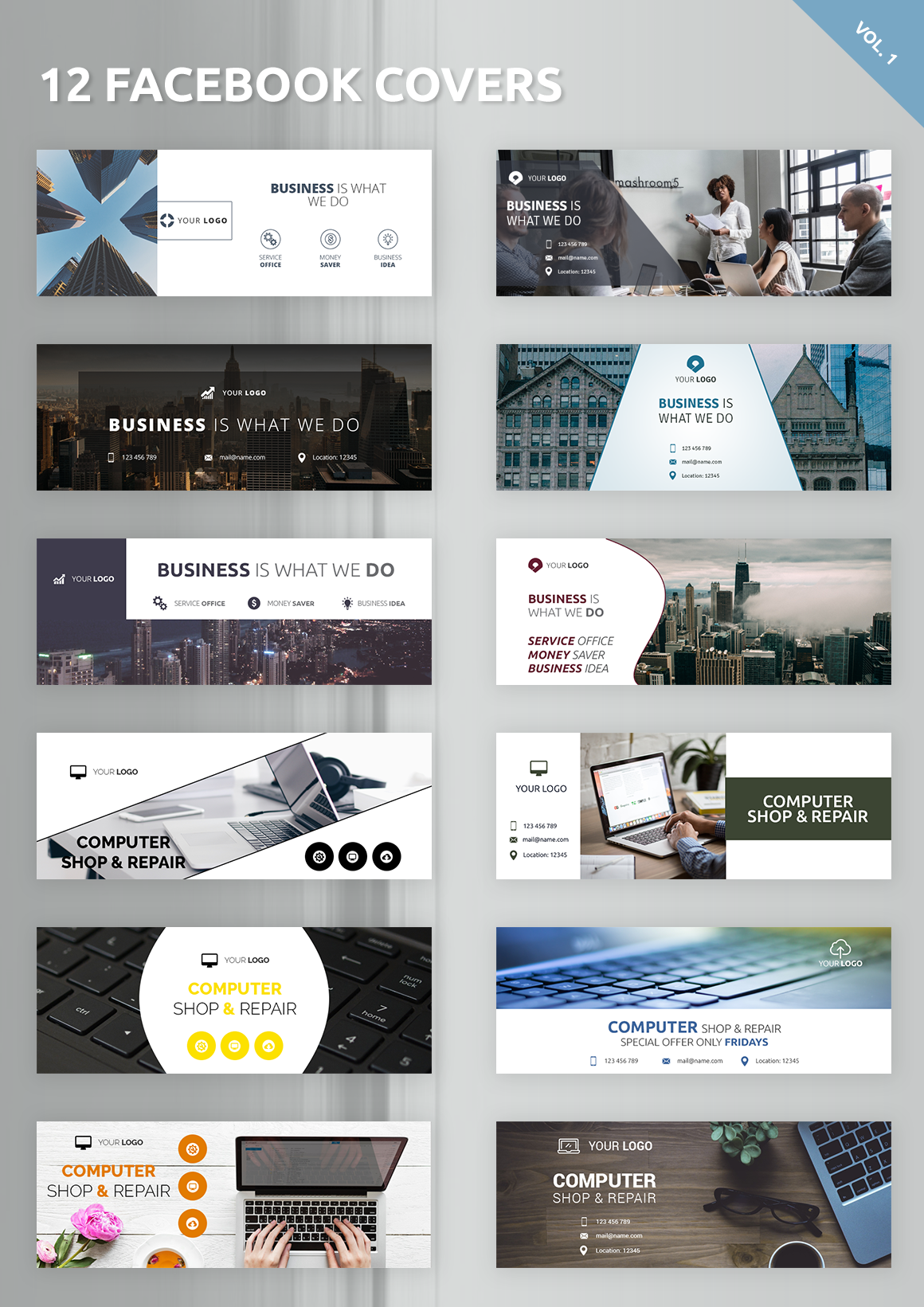 12 Facebook Covers, a Social Media Template by Creatricks