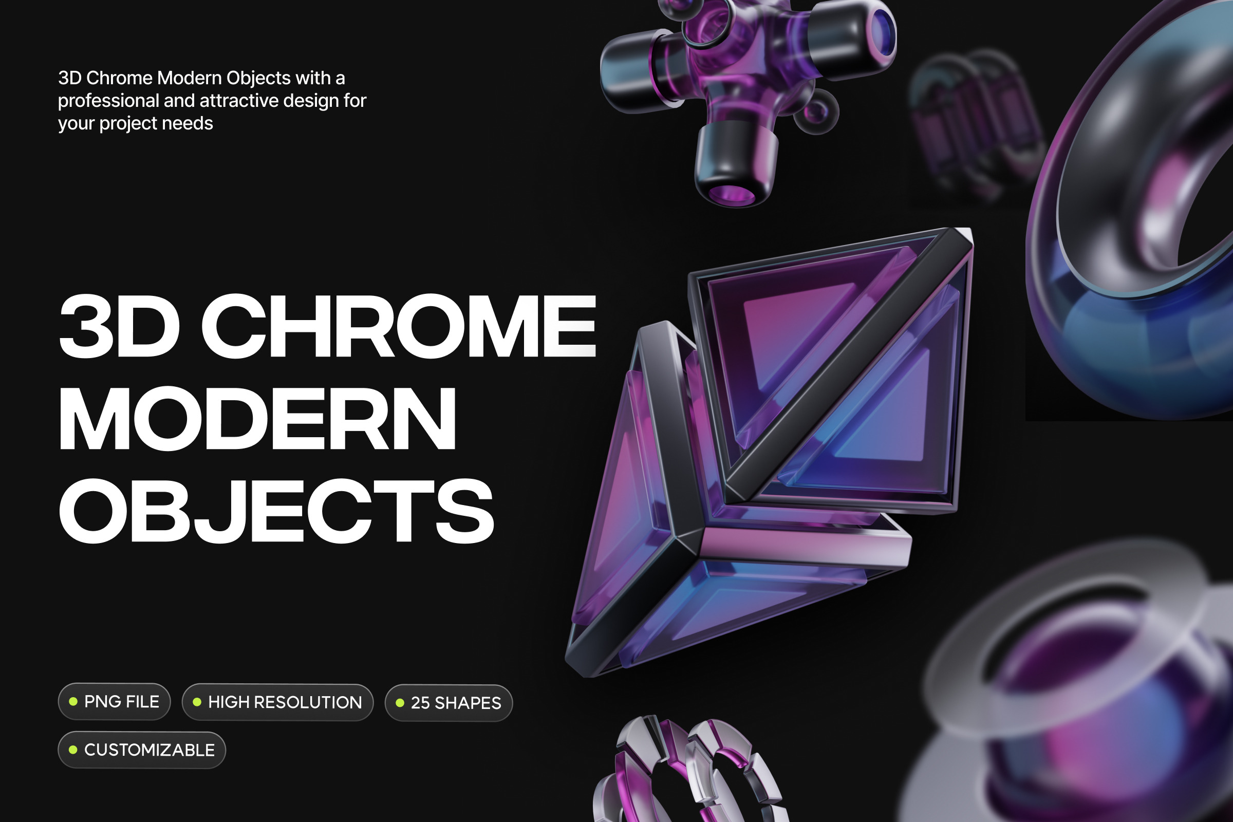 3D Chrome Modern Object
