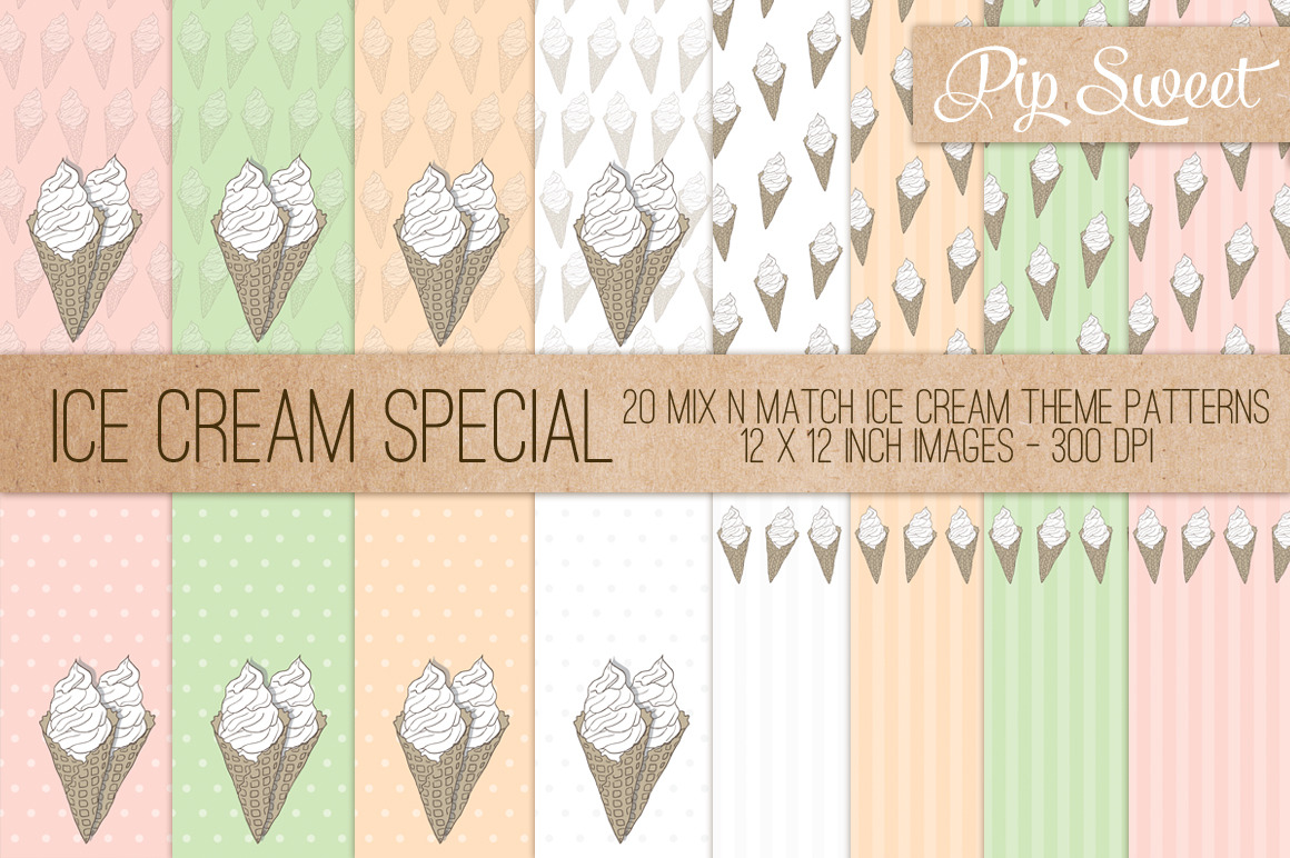 Ice Cream 20 Pattern Set | Graphic Patterns ~ Creative Market