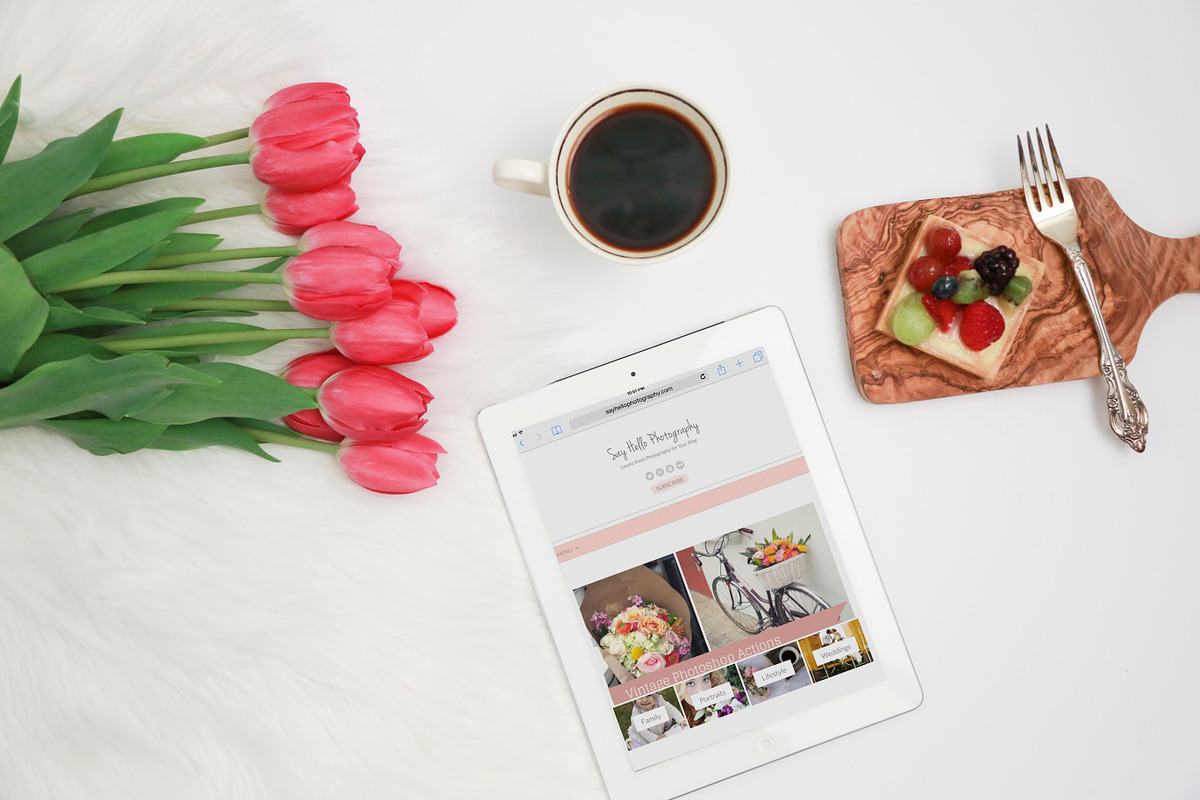 Tulips and Ipad Mockup, an iPad Mockup by Say Hello Photos