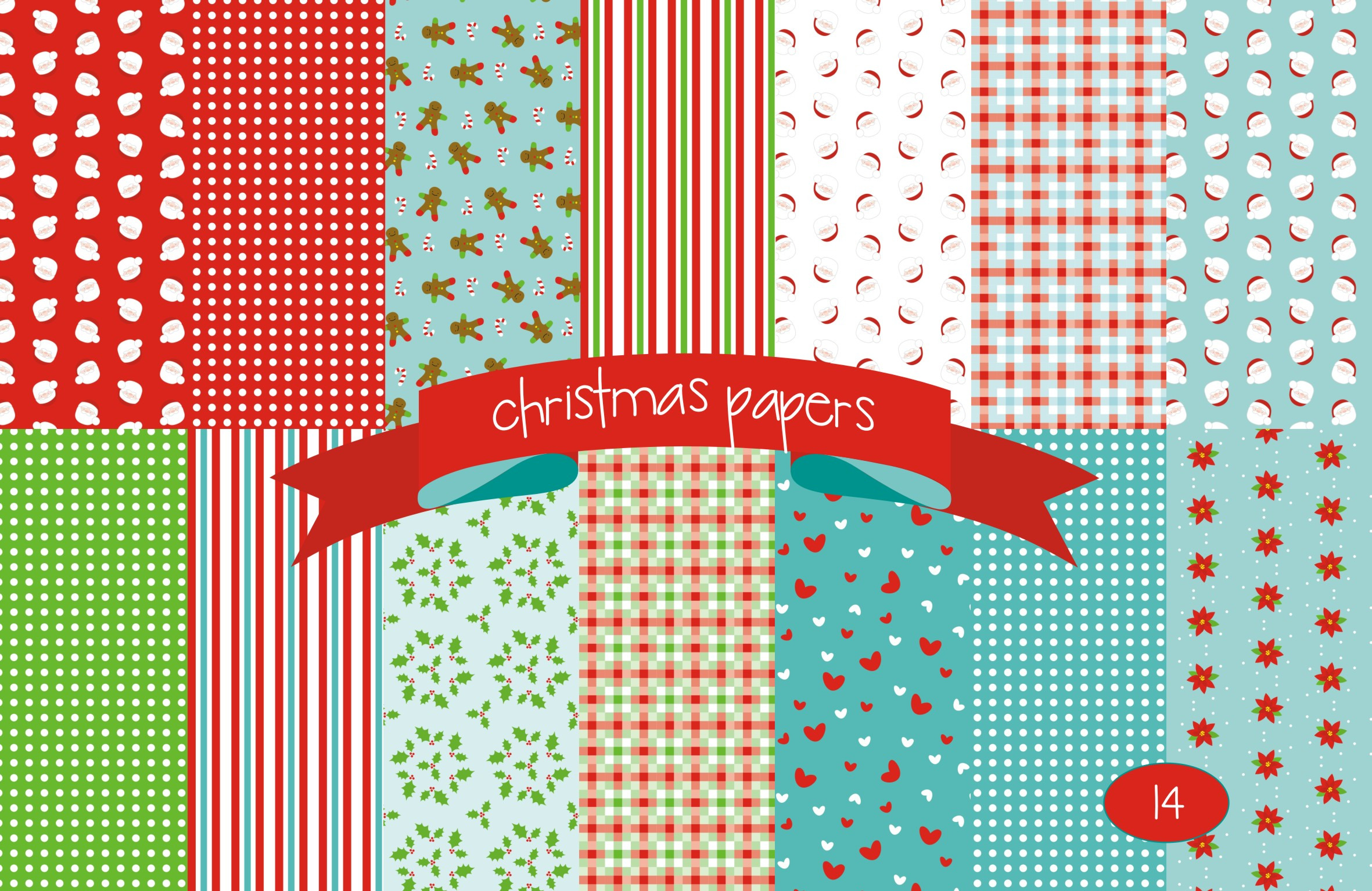 Christmas Papers, a Pattern Graphic by Fonts & Printables