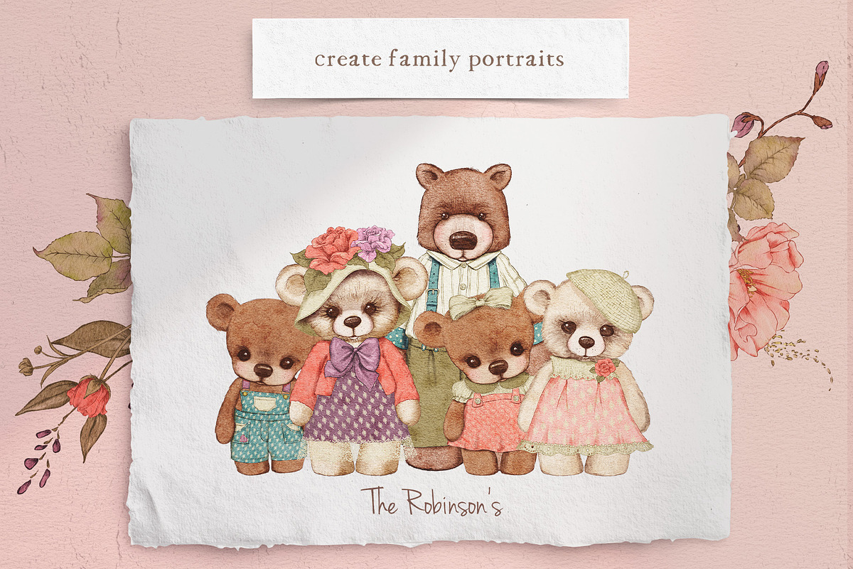 Bear Family Portraits - Bear Clipart, an Illustration by Pretty Little ...