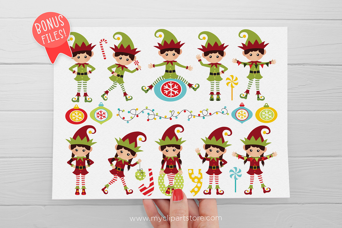 Christmas Santa's Elves Clipart, SVG, an Illustration by MyClipArtStore