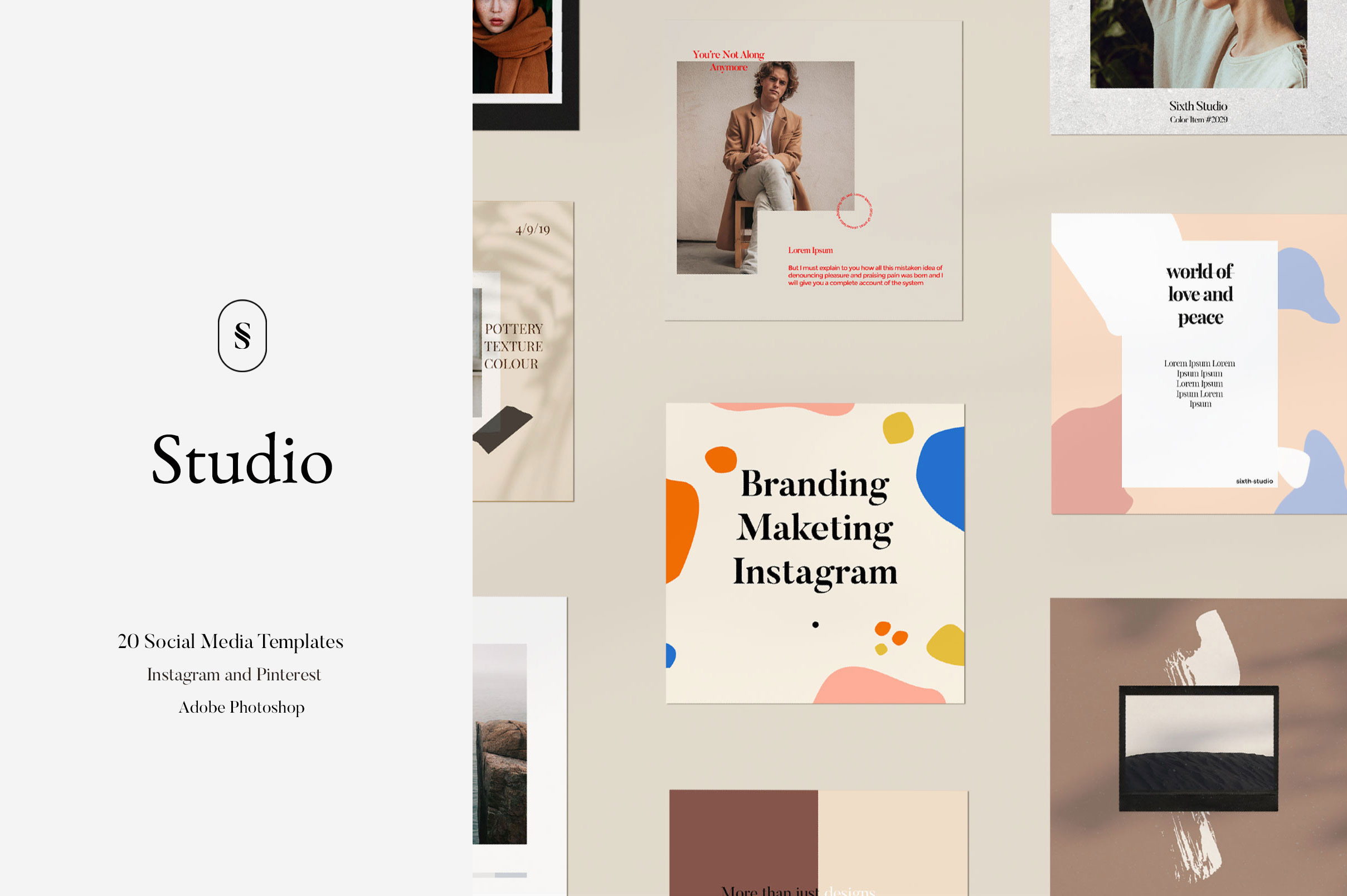 Studio Social Media Templates, a Social Media Template by Sixth Studio Co