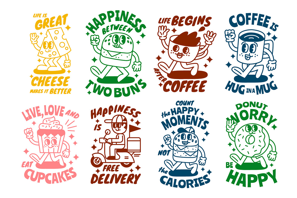 40 Fast Food Characters Design, an Illustration by monkik