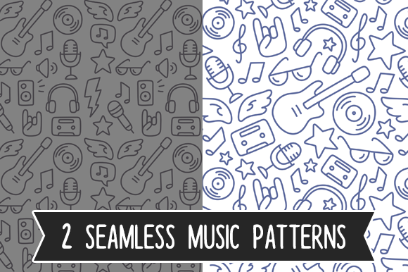 Seamless music patterns, a Pattern Graphic by Irina Mir
