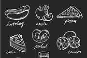 Menu Food hand-drawn chalk, an Icon by TopVectors