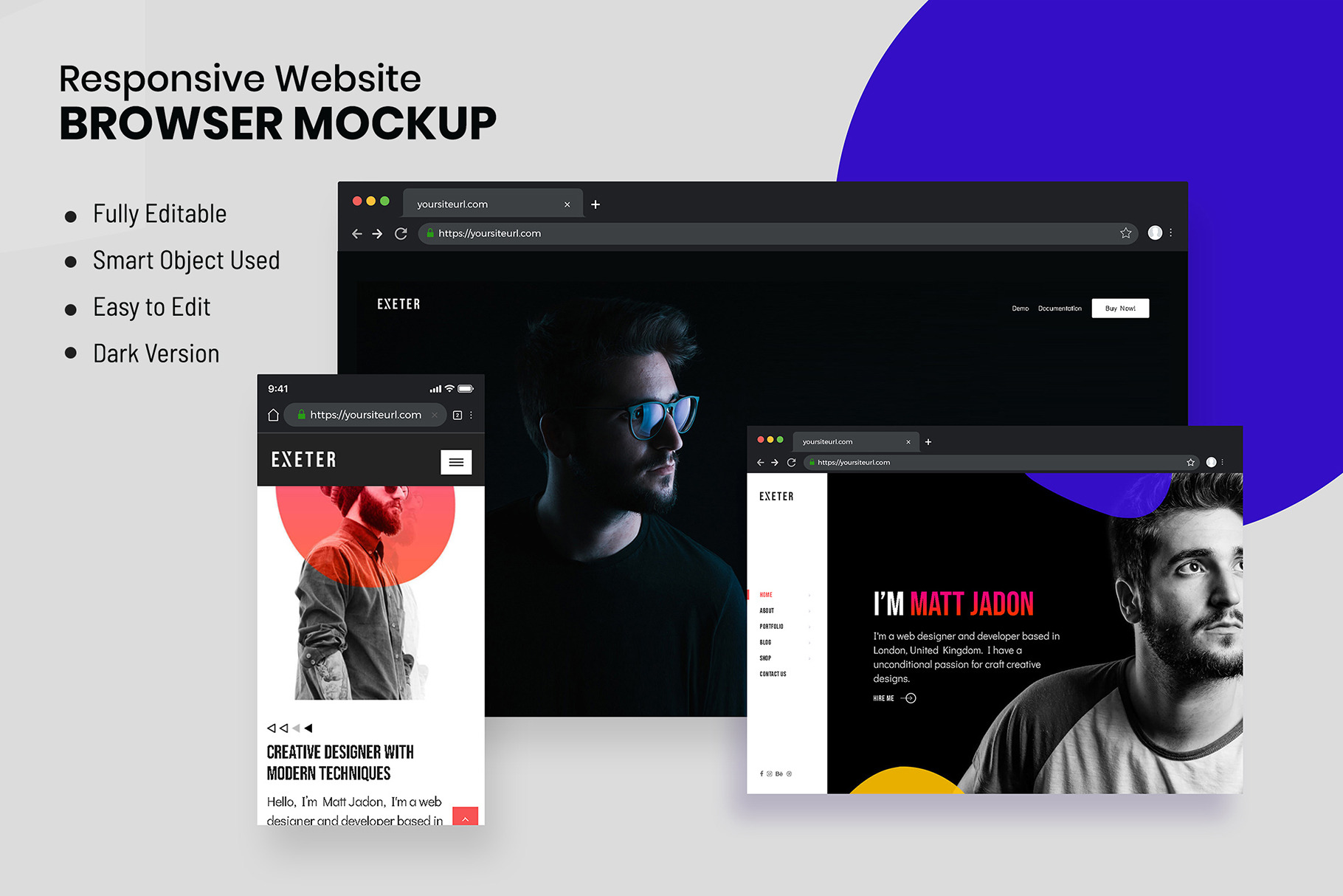 Responsive Browser Screen Mockup, a Mockup by VictorThemes