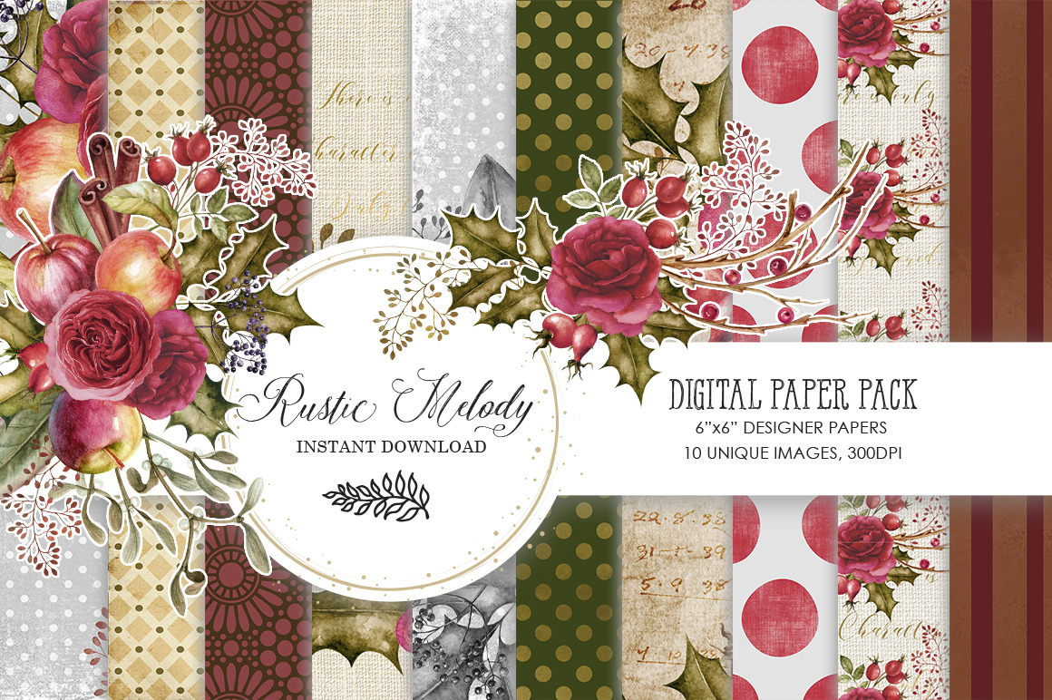FALL DIGITAL PAPER PACK, a Pattern Graphic by rusticmelody
