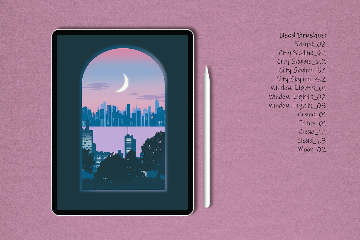 Procreate Cityscape Stamp Brushes, a Brush Add-On by MISTstudioDesign