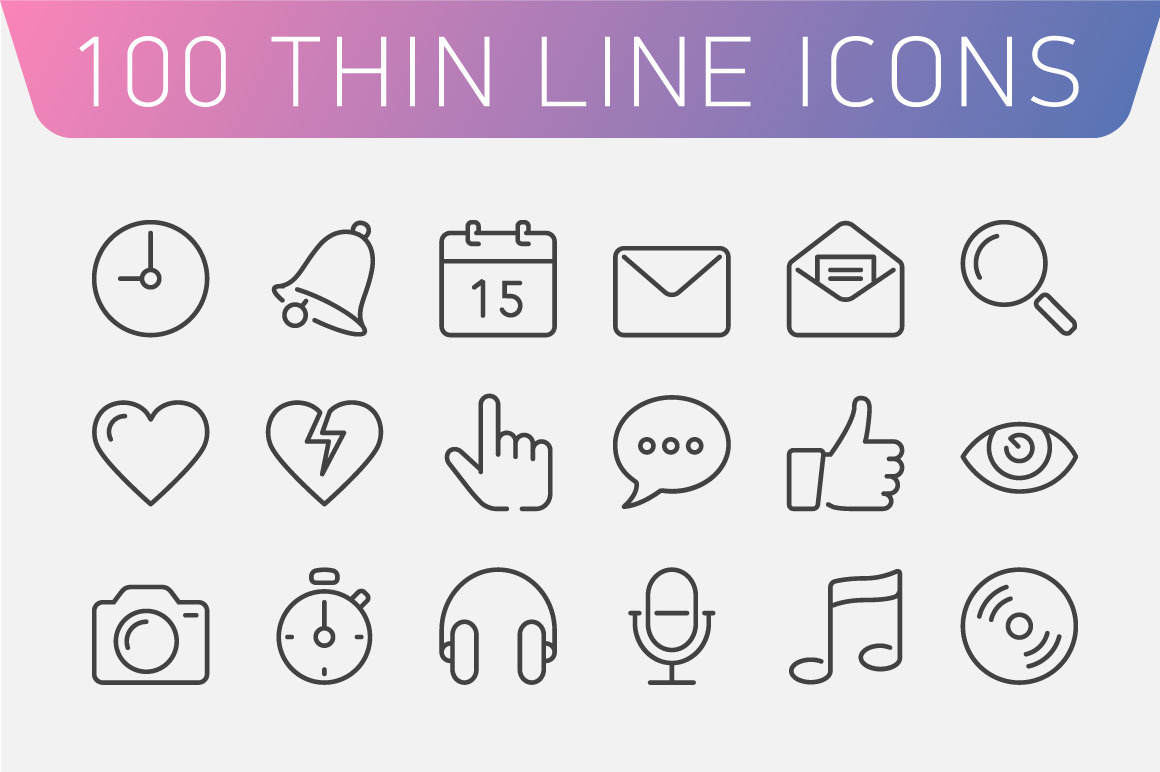 100 thin line icons | Outline Icons ~ Creative Market