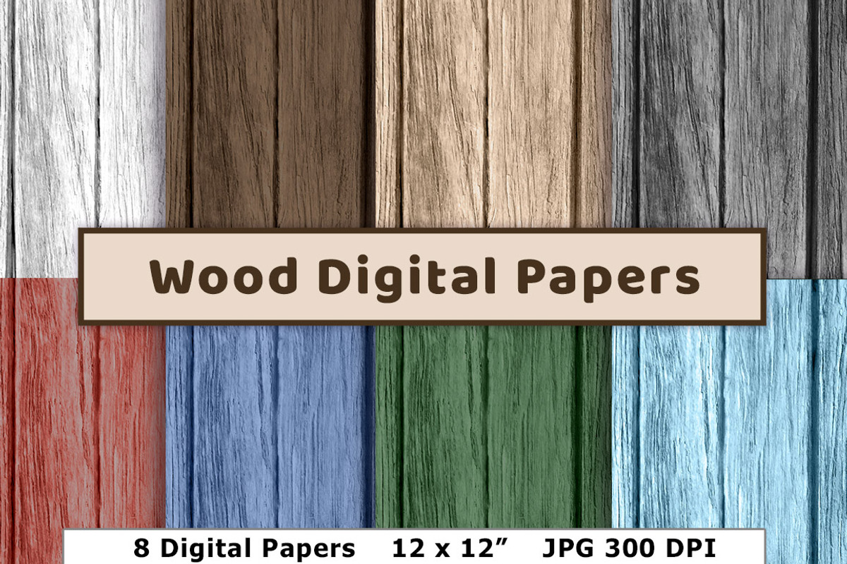 Wood Digital Paper- Colored, a Texture Graphic by The Digital Download Shop