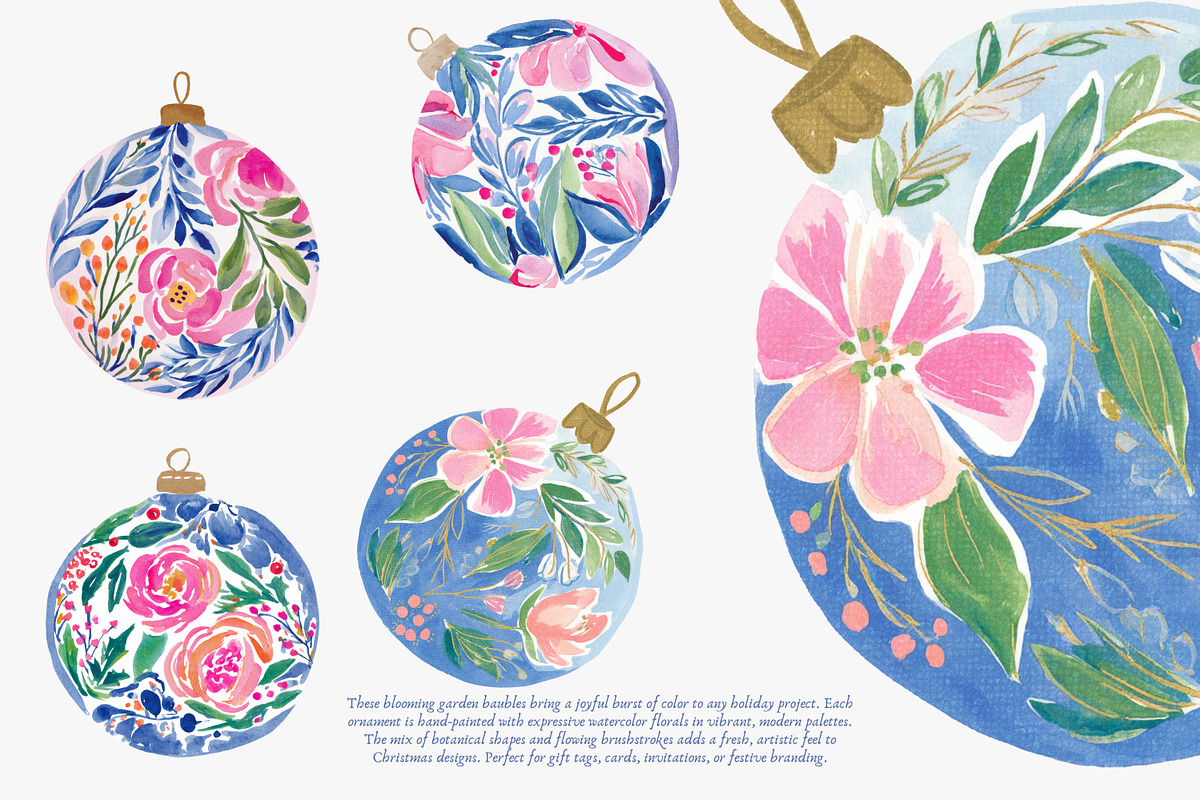 festive flower baubles collection