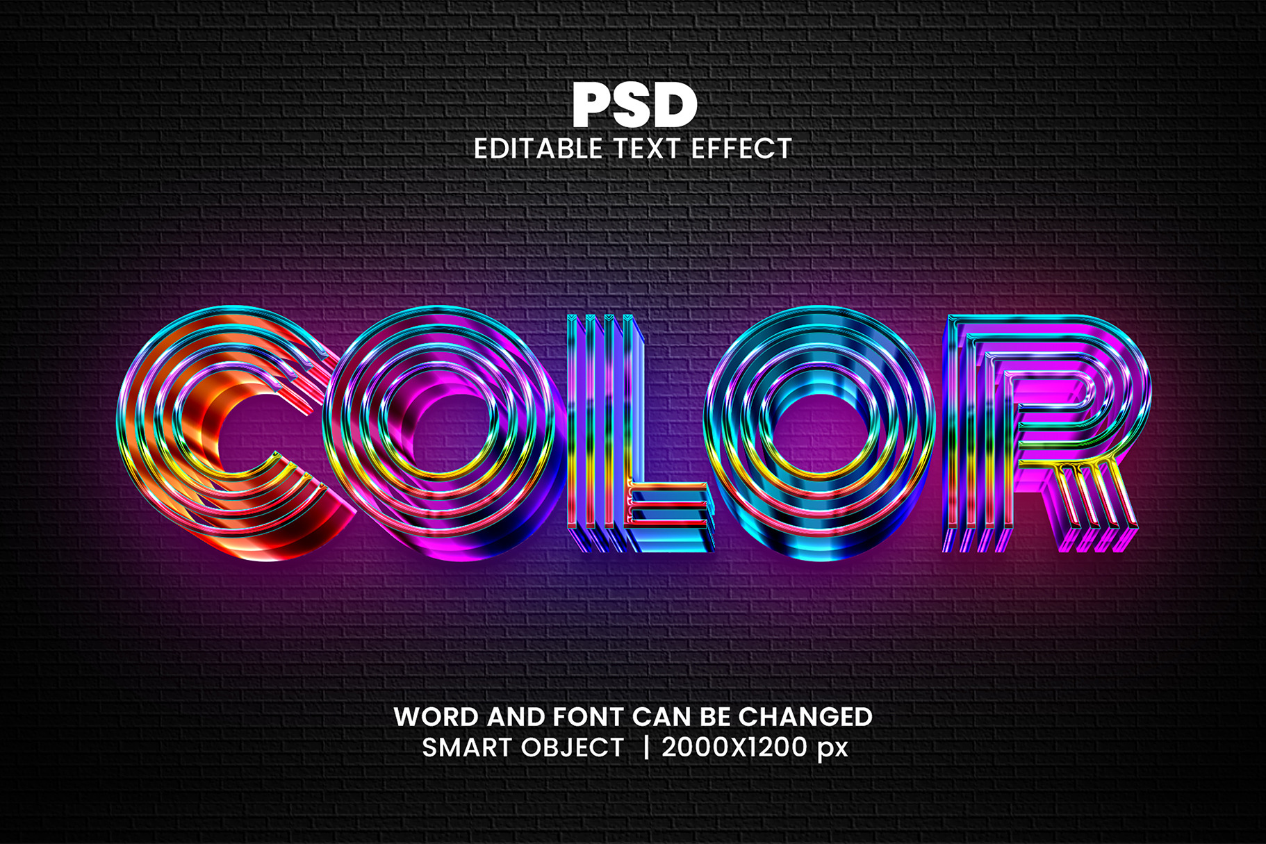 Color 3d Editable Text Effect Style, a Layer Style Add-On by bdrobin